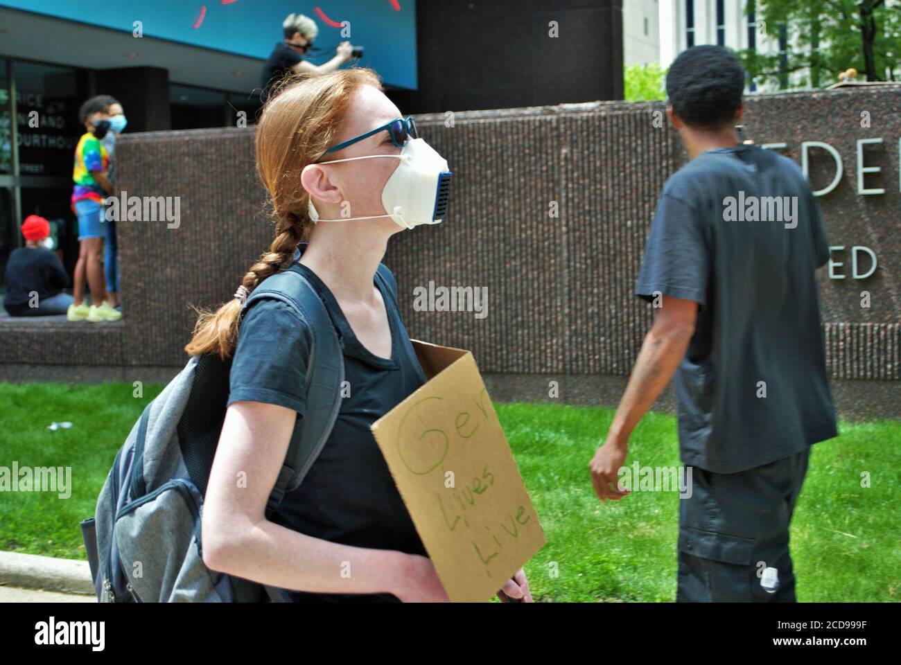 Dayton, Ohio, United States 05/30/2020 protesters at a black lives ...