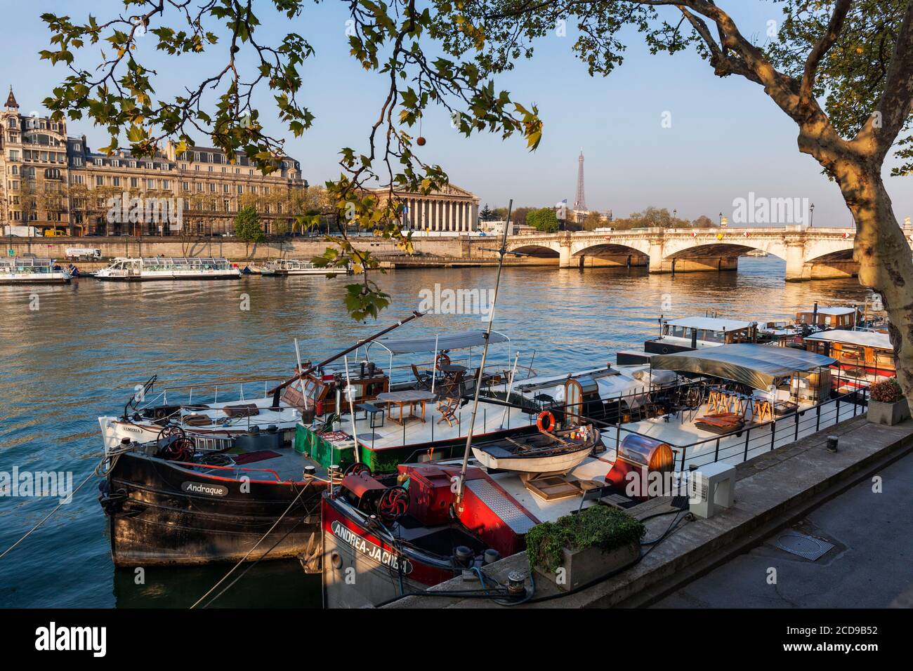 France, Paris, area listed as World Heritage by UNESCO, the barges at ...