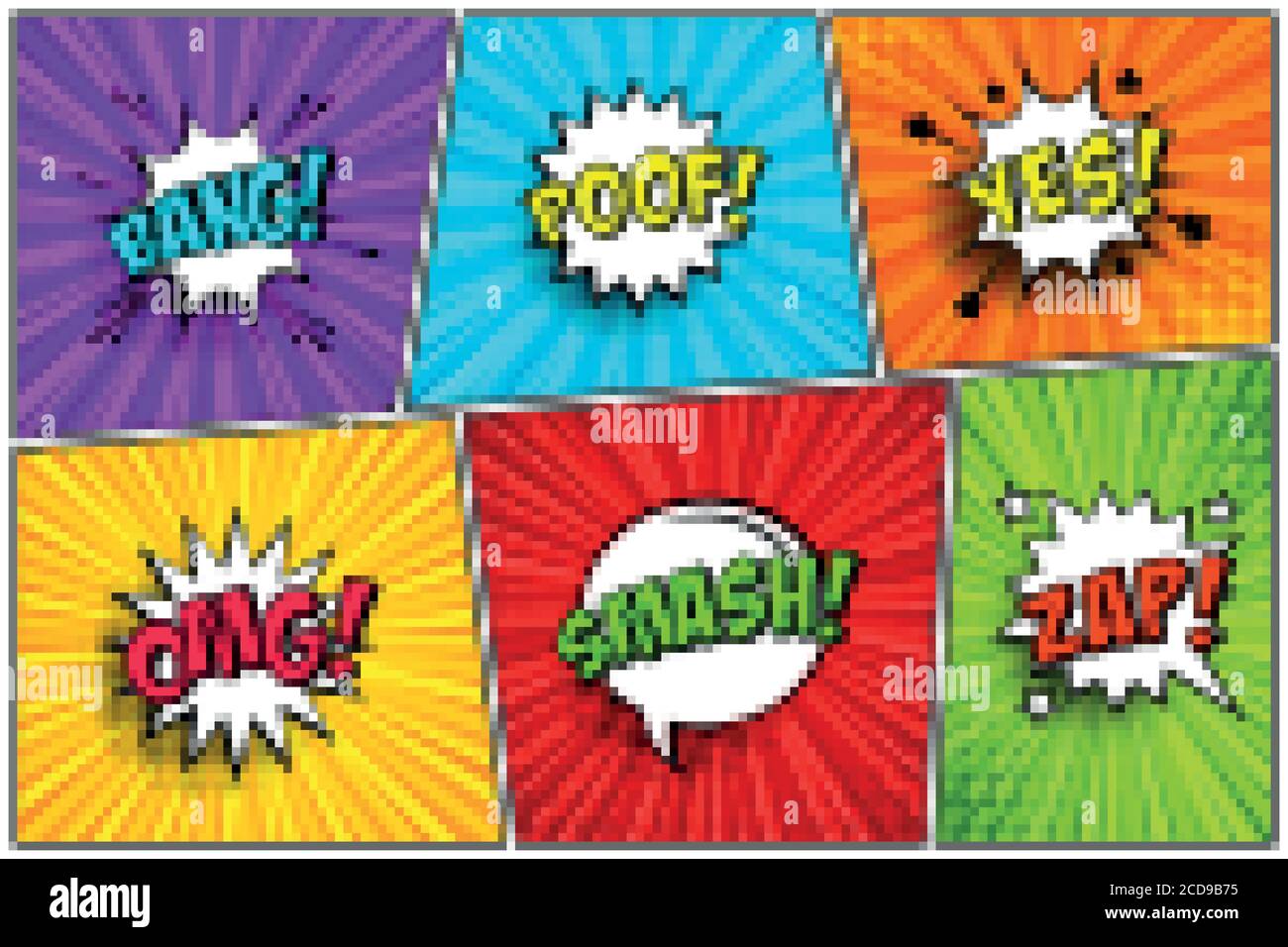 Cartoon comic backgrounds set. Speech bubble. Comics book colorful ...