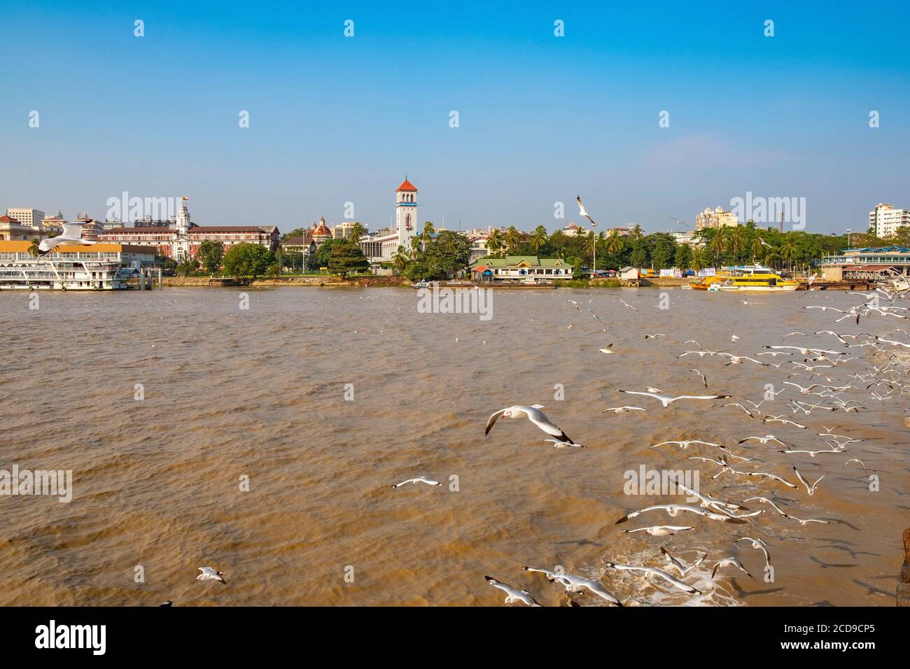 Myanmar (Burma), Yangon, the colonial city from the Yangon River Stock ...