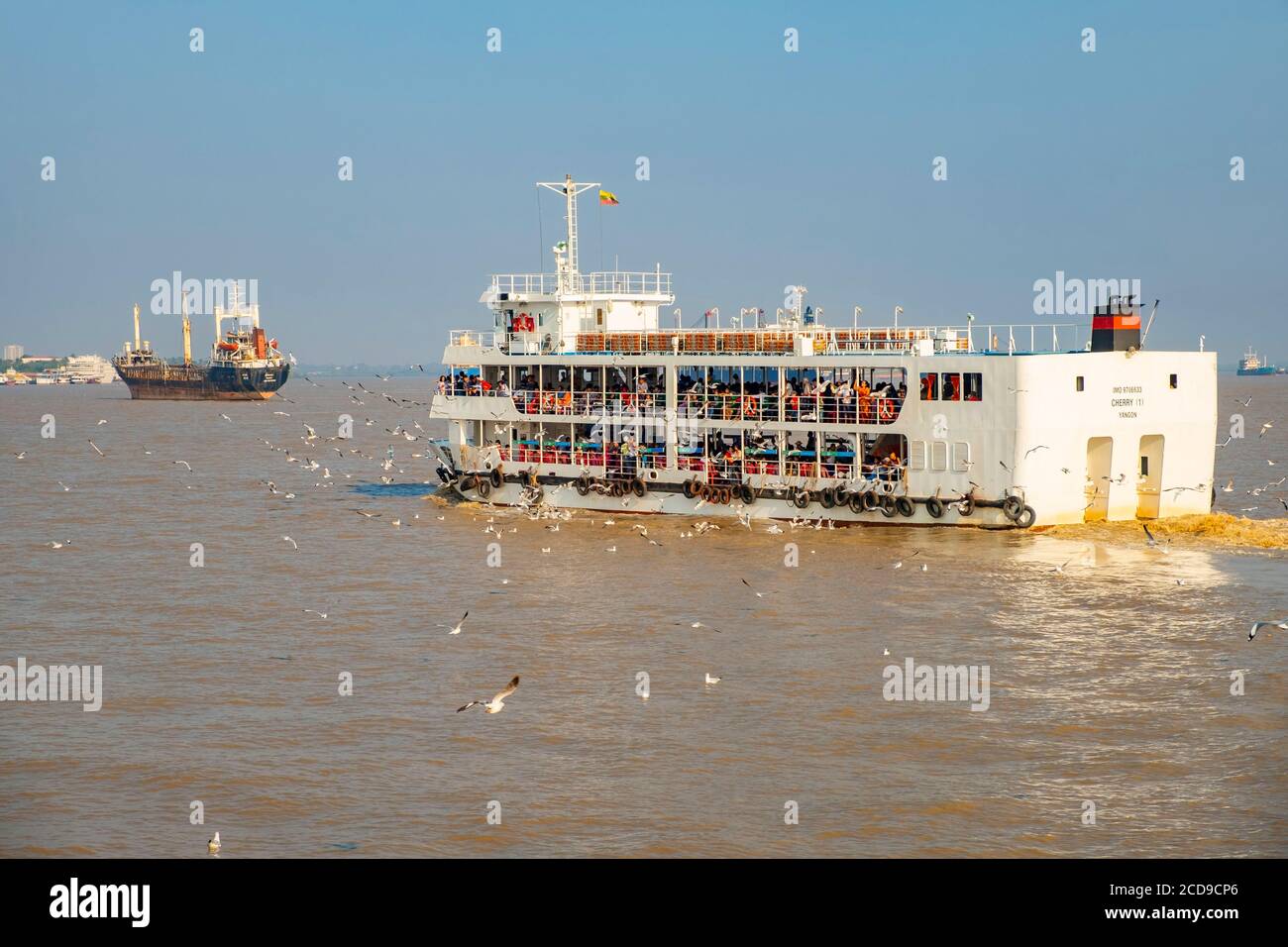 Myanmar (Burma), Yangon, the colonial city from the Yangon River Stock ...