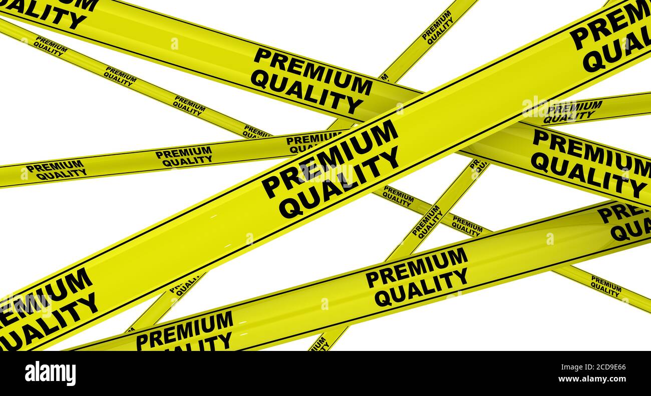 Premium quality. Yellow warning tapes with black text PREMIUM QUALITY ...