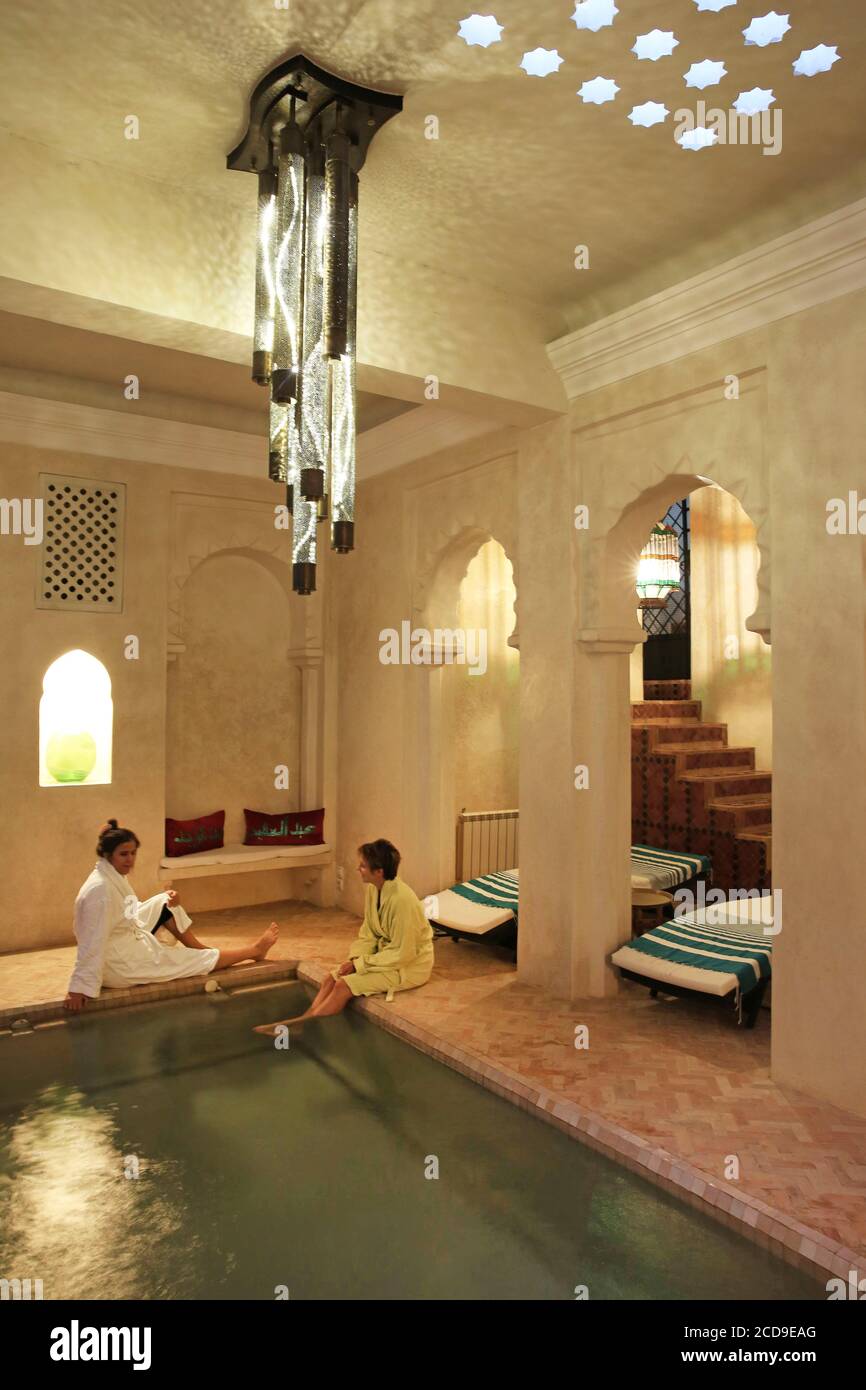 Morocco, Tangier Tetouan region, Tangier, women in the hotel spa ...