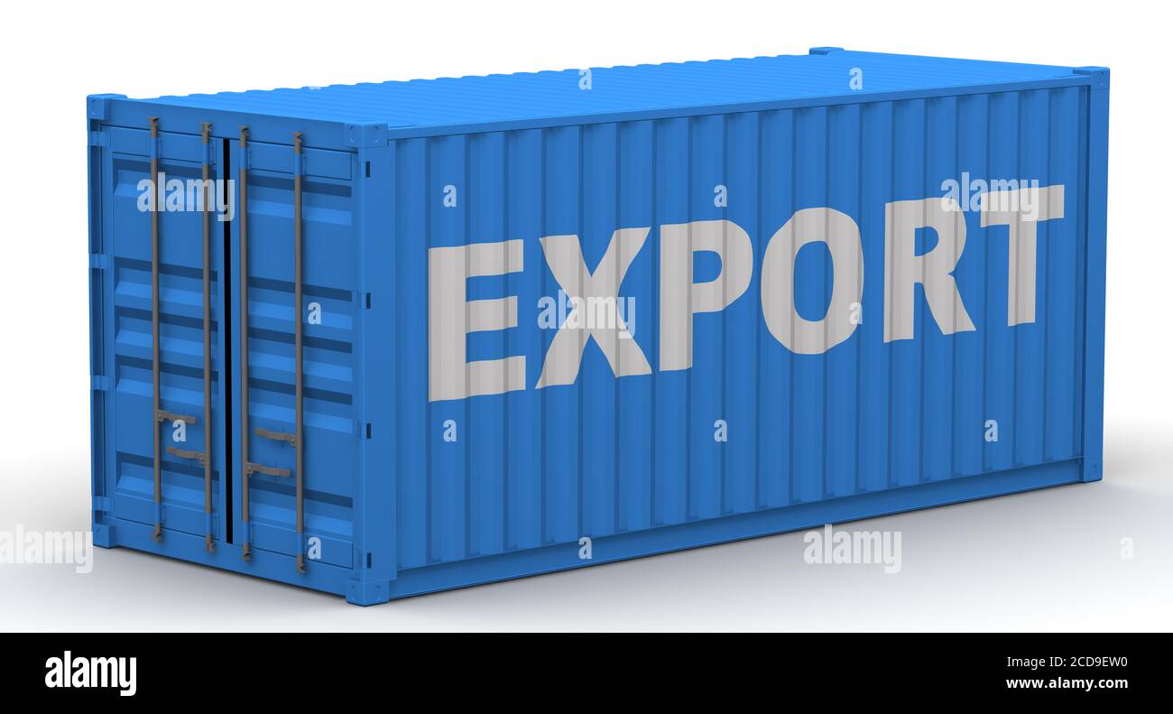 Cargo container labeled with the word EXPORT. One closed freight ...