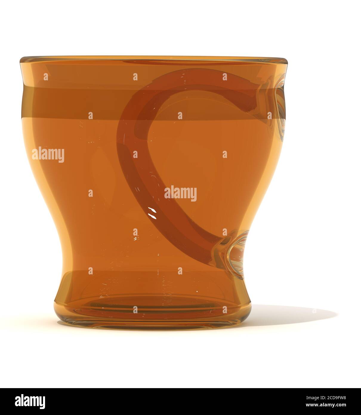 Mug with an unusual arrangement of the handle. Transparent glass mug ...