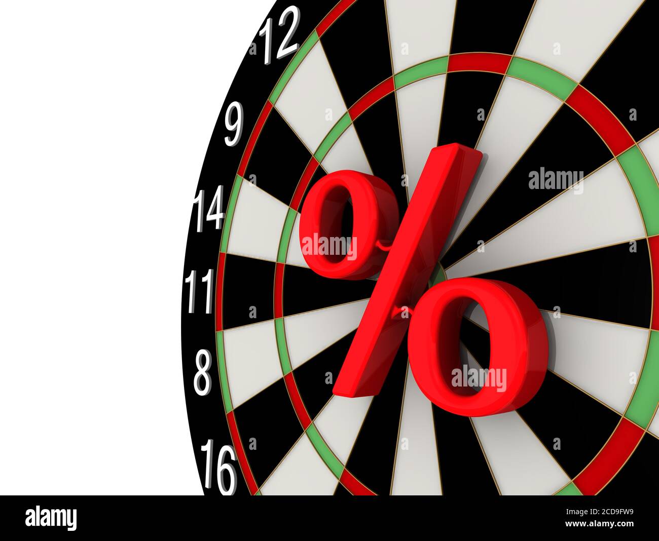 Symbol of percentage in the center of the board for darts. The target ...