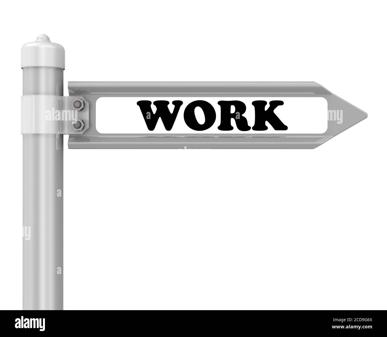 Work. The way mark. Road sign with black word work. Isolated. 3D ...