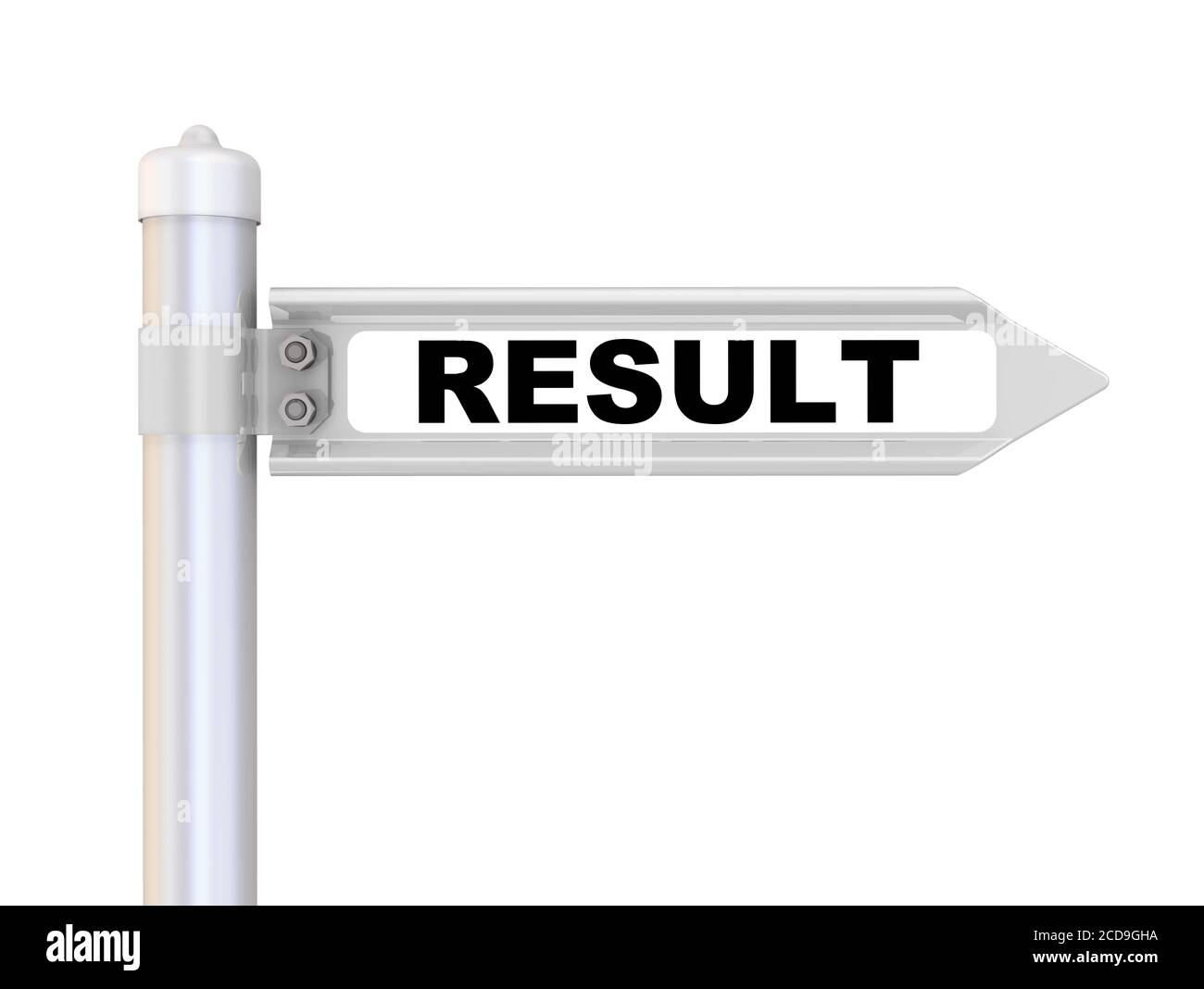 Way mark labeled with the word RESULT. Road sign with black word RESULT ...