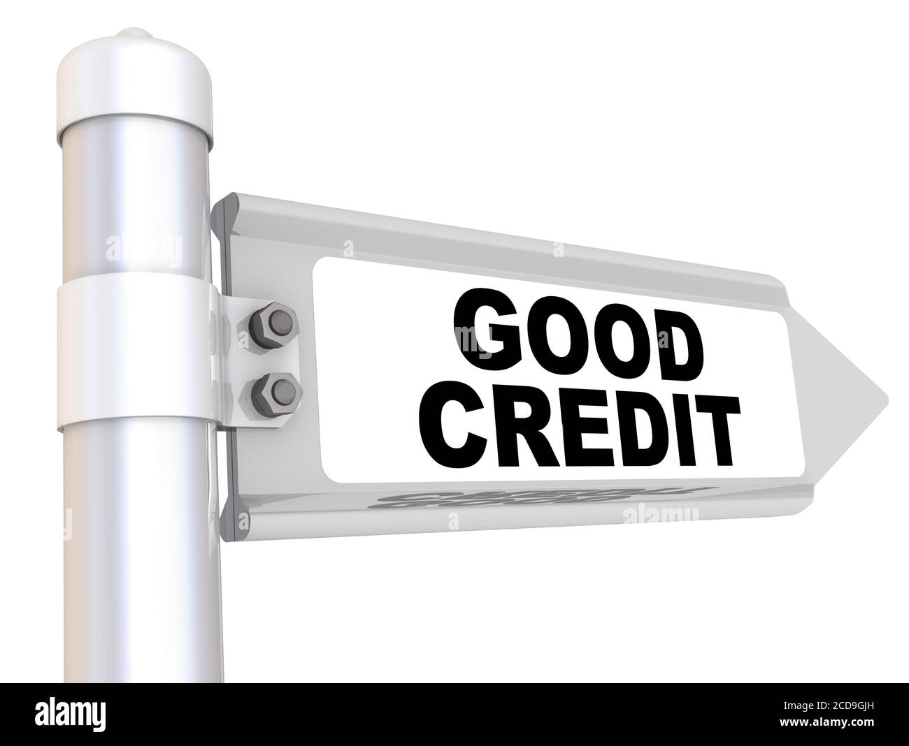 Good credit. The way mark. Road sign with black text GOOD CREDIT ...