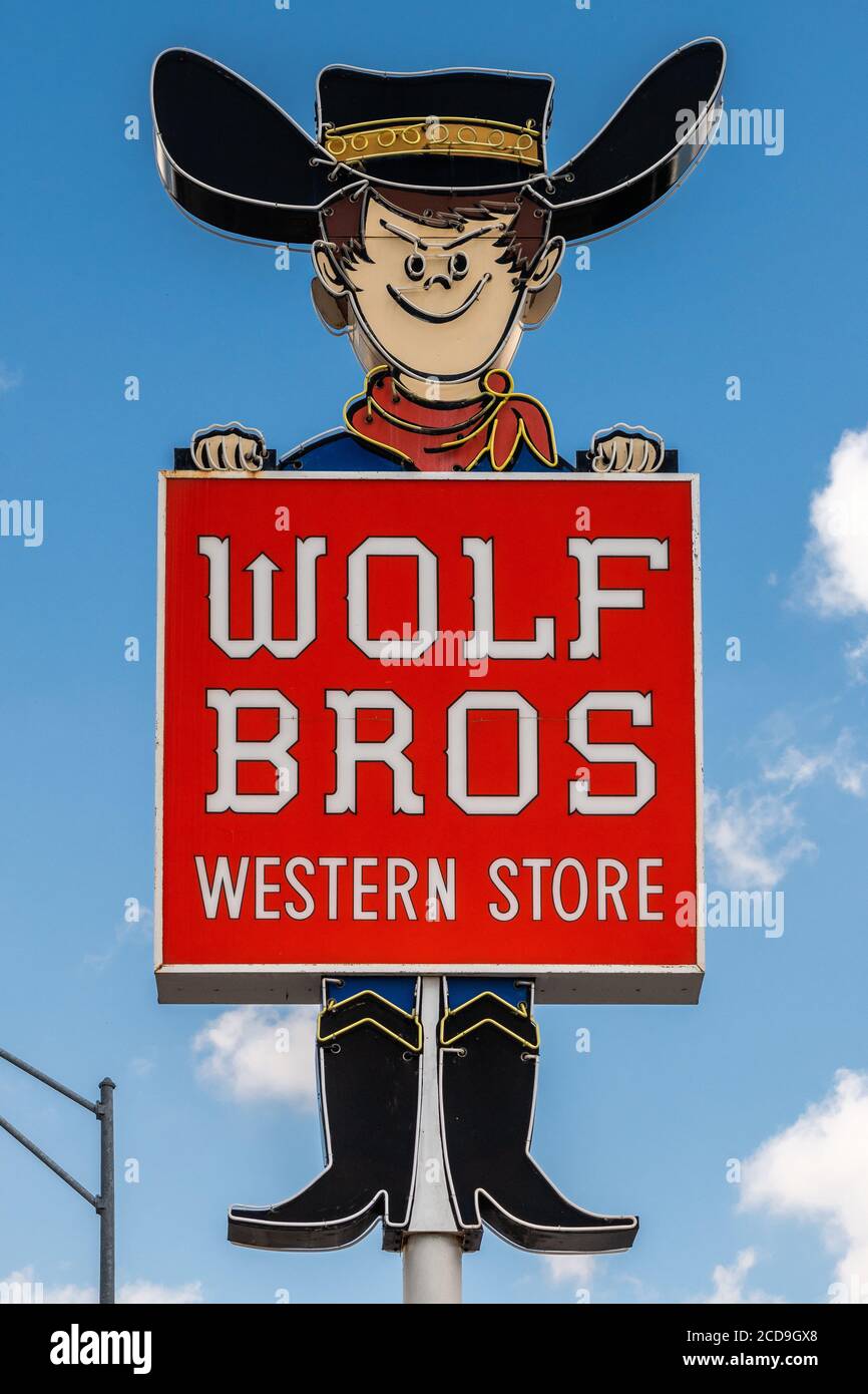 Wolf Bros western store sign Stock Photo - Alamy