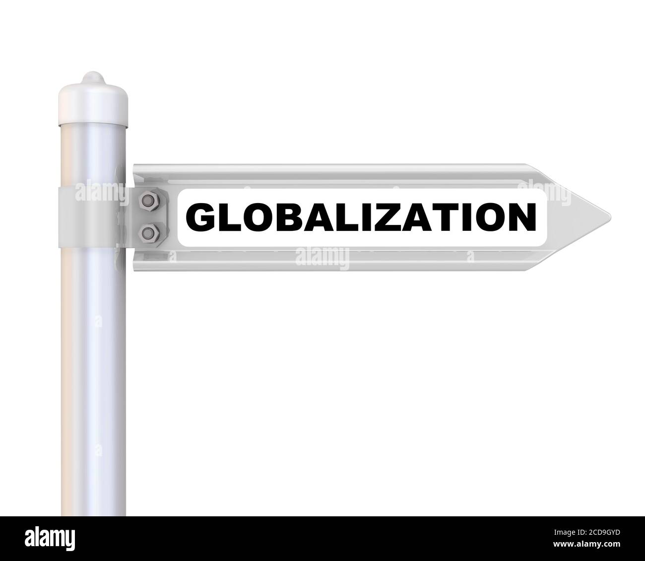Globalization. The way mark. Road sign with black word GLOBALIZATION ...