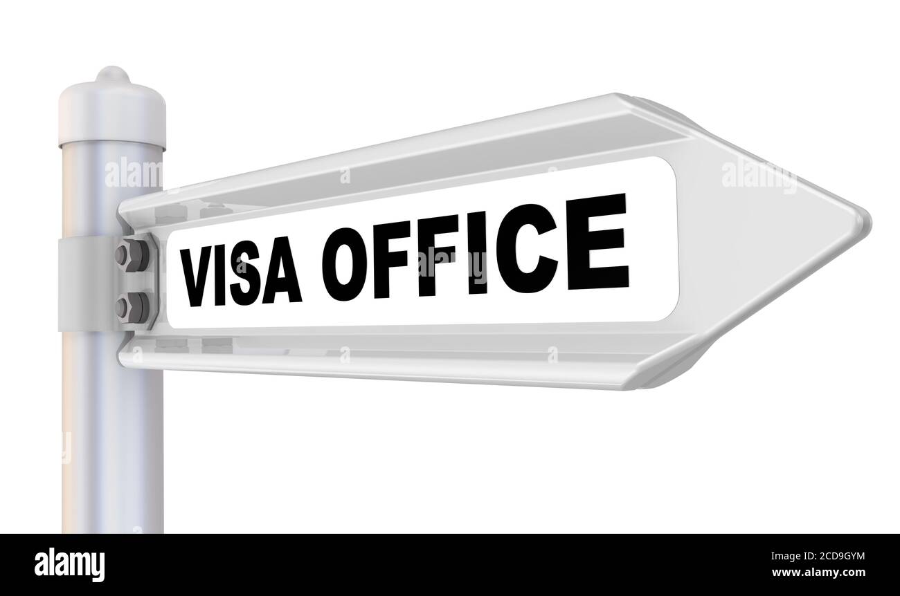 Visa office. The road sign. Road sign with black text VISA OFFICE ...