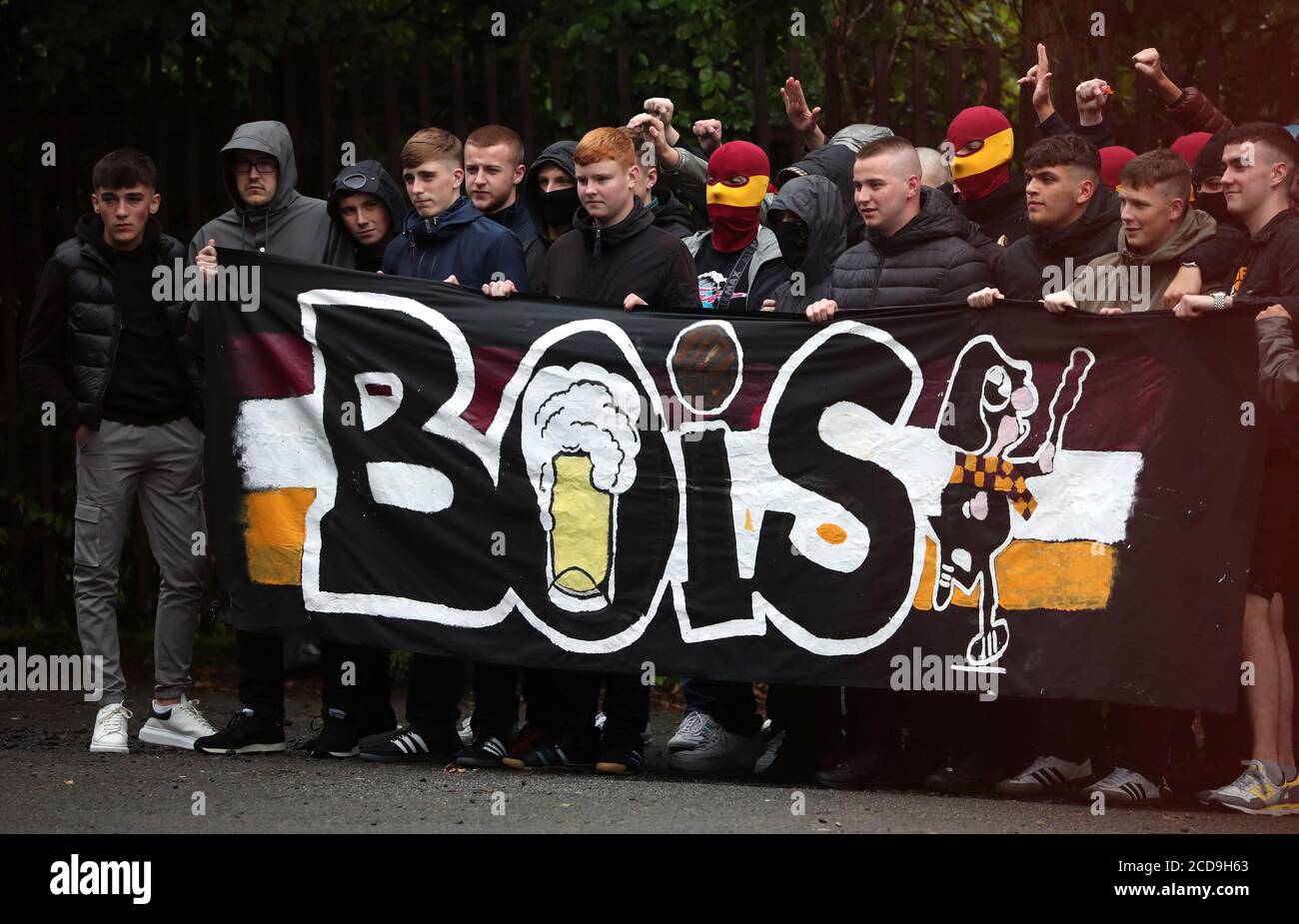 Motherwell fans gather outside the ground prior to the UEFA Europa ...