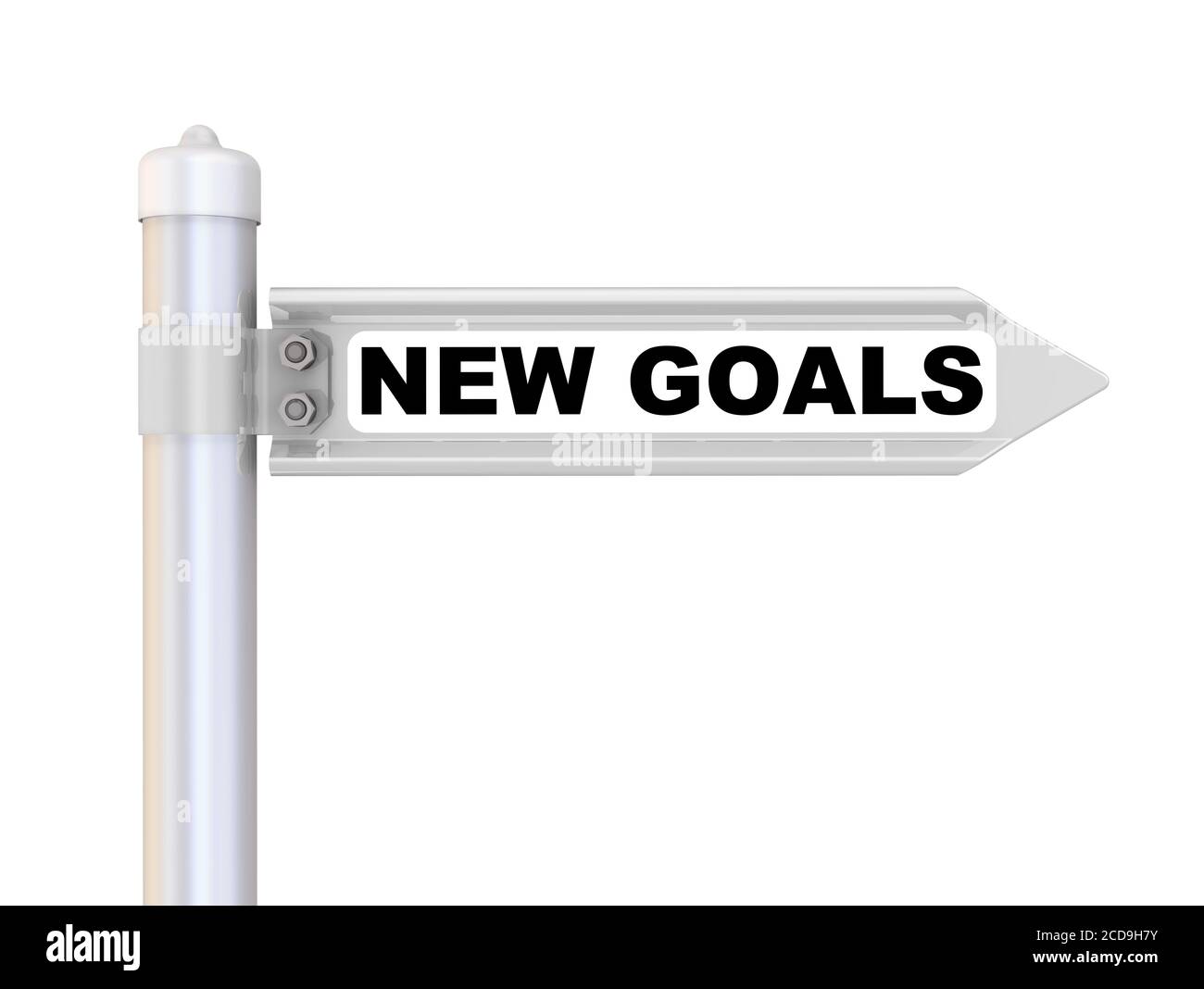 New goals. The road sign. Road sign with black text NEW GOALS. Isolated ...