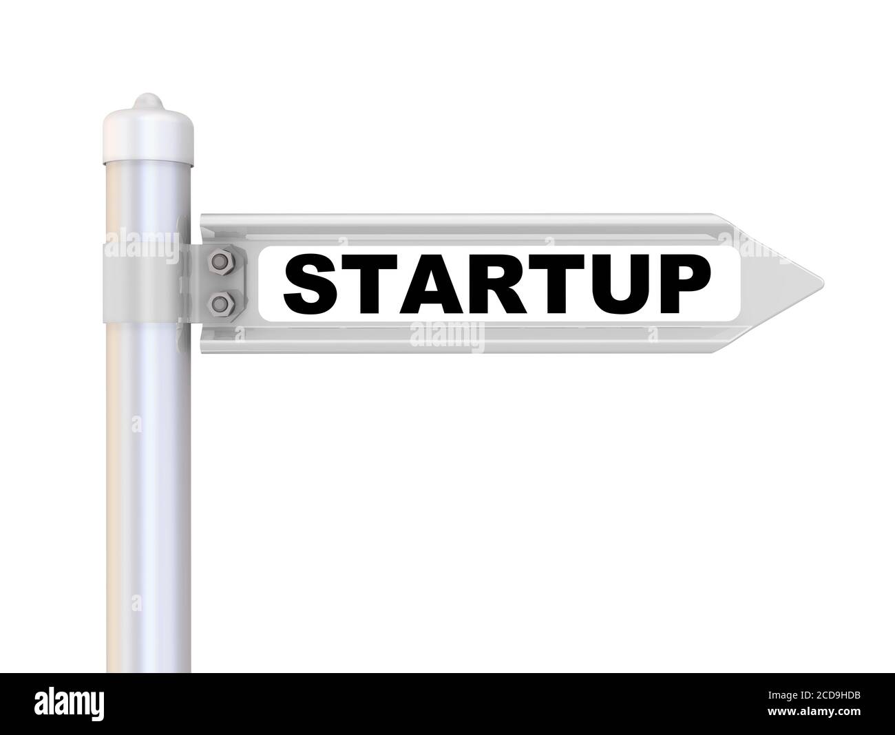 Startup. The way mark. Road sign with black word STARTUP. Isolated. 3D ...