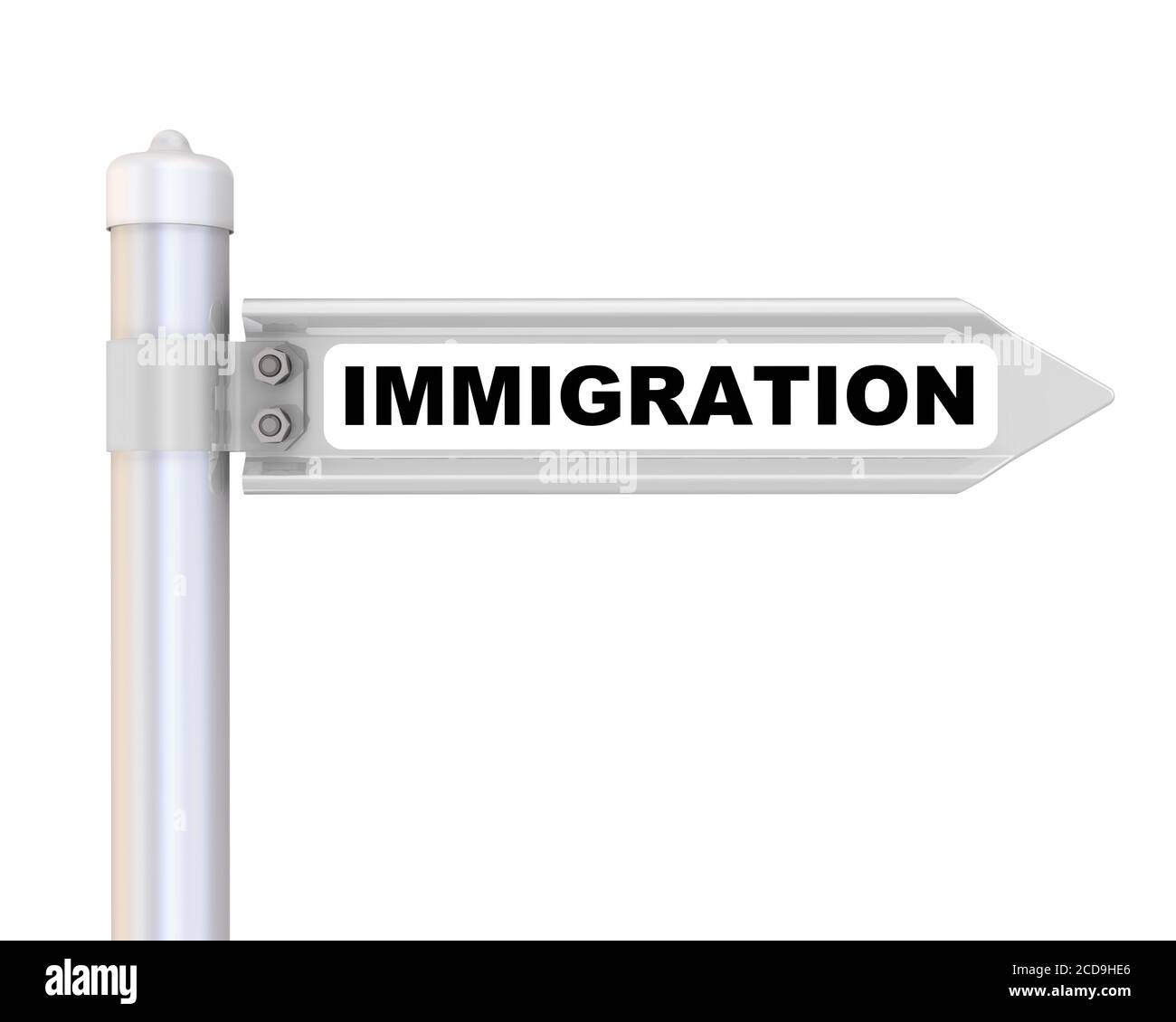 Immigration. The way mark. Road sign with black word IMMIGRATION ...