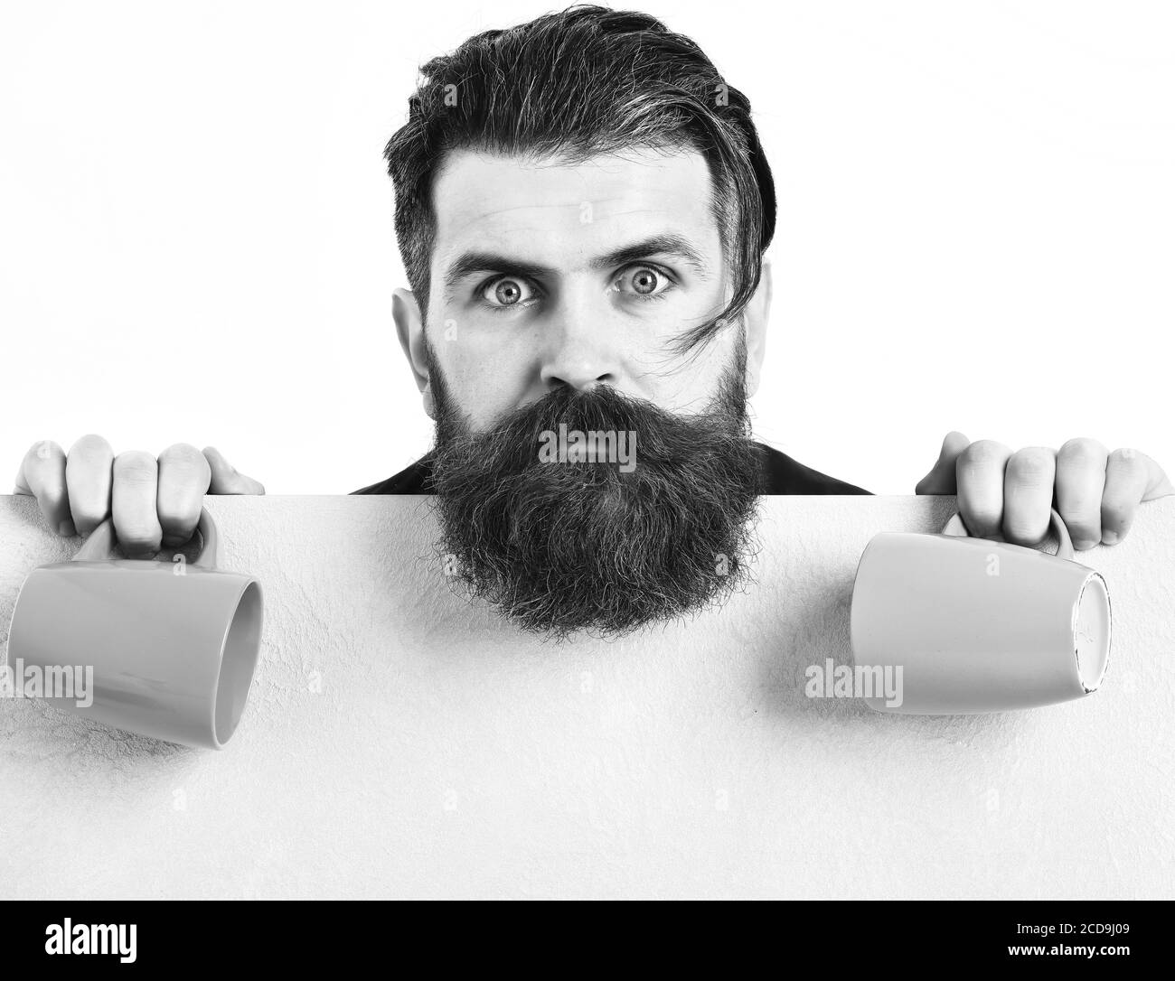 Bearded man, long beard. Brutal caucasian surprised unshaven hipster ... Bearded man, long beard. Brutal caucasian surprised unshaven hipster ...