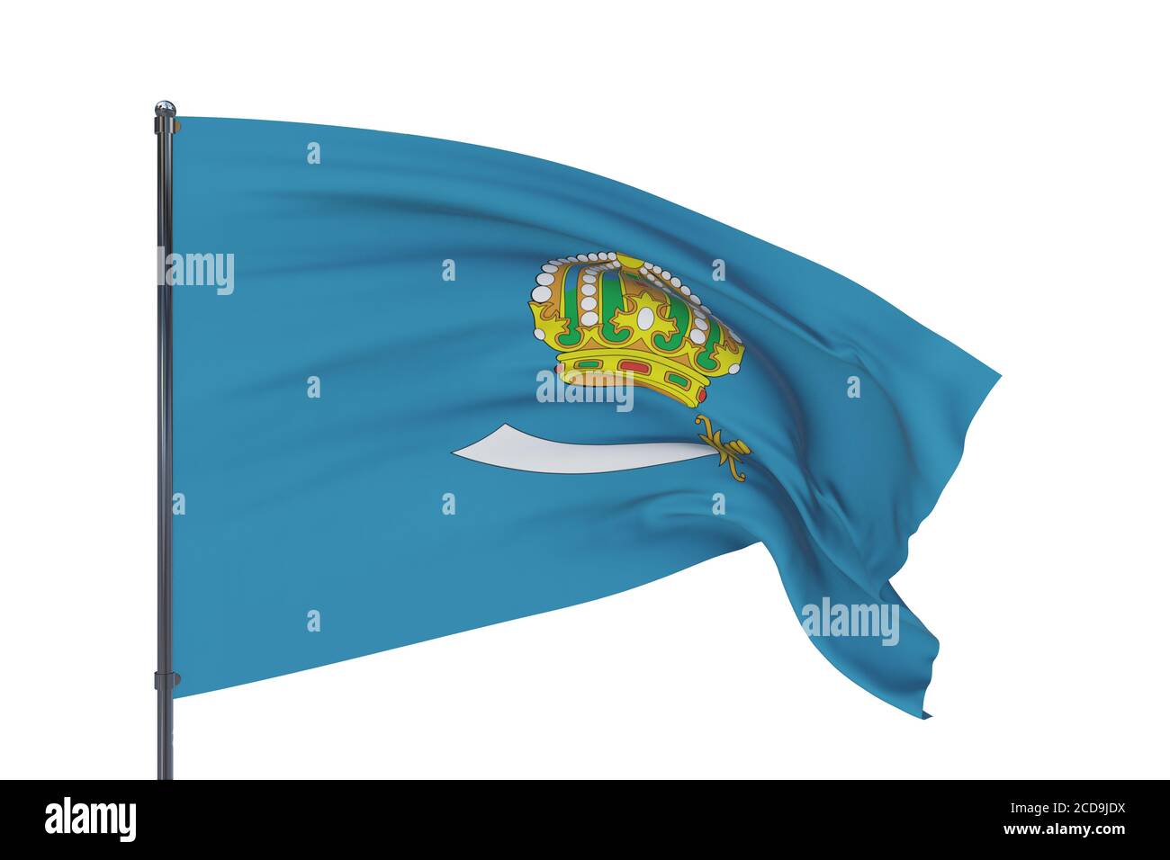 The flag of Astrakhan Oblast. 3D illustration isolated on white ...