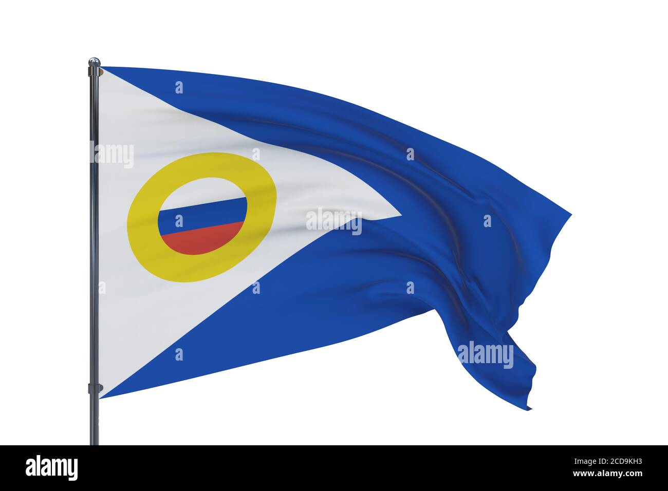 Flag of Chukotka Autonomous Okrug. 3D illustration isolated on white ...