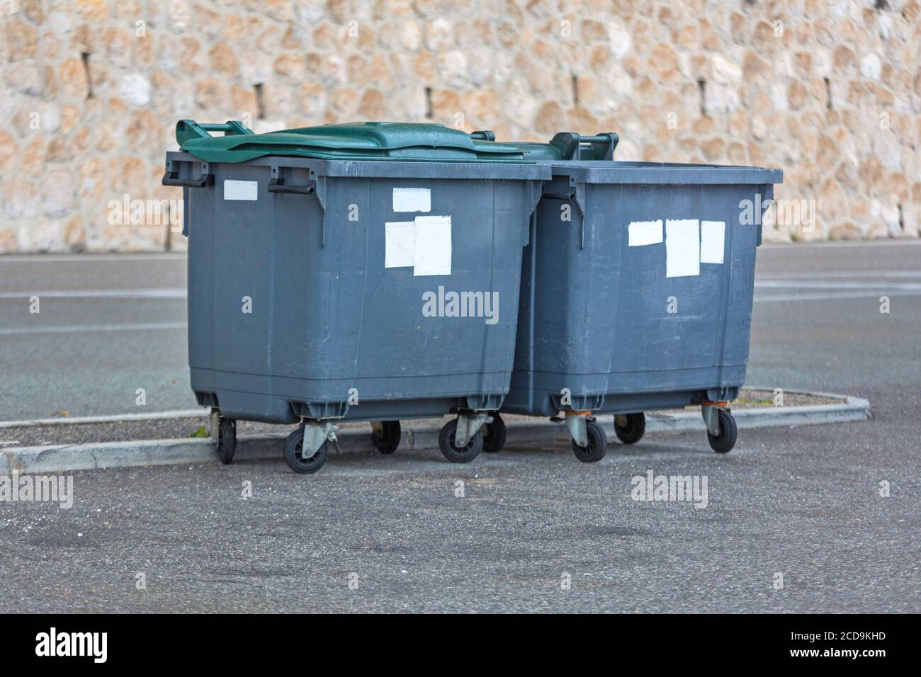 Two Dumpster Bins Containers at Street in France Stock Photo - Alamy
