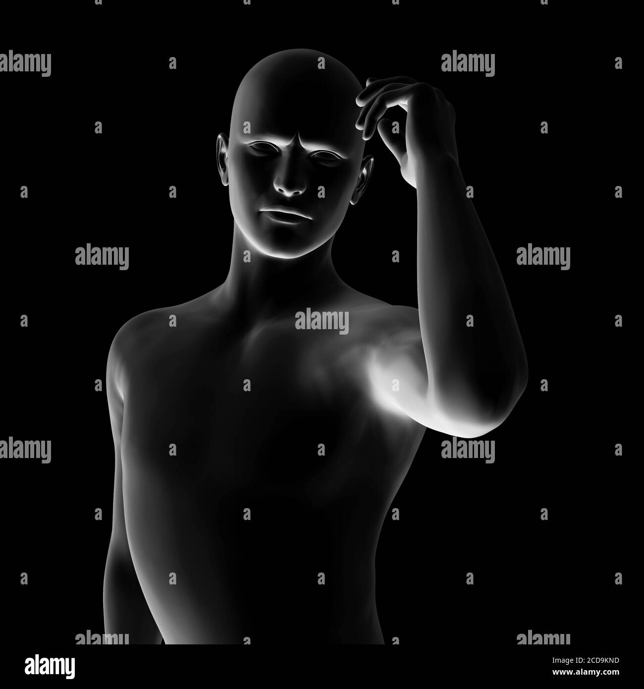 Abstract grey 3d human model in the dark background Stock Photo - Alamy