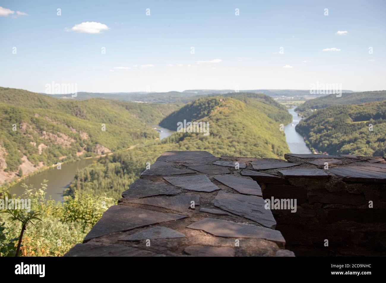 Birds eye view shot of Baumwipfelpfad Saarschleife in Mettlach, Germany ...