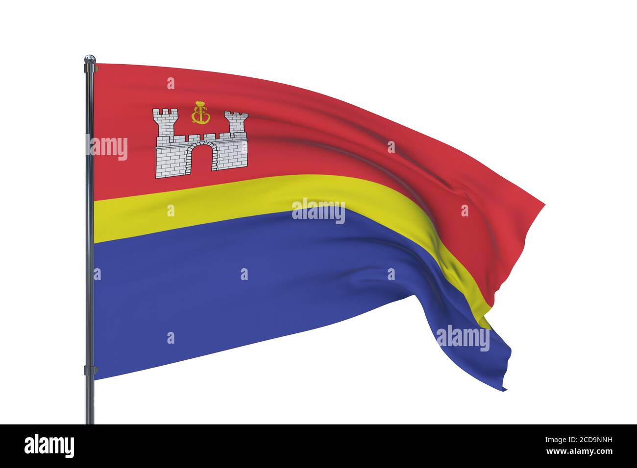 Flag of Kaliningrad Oblast. 3D illustration isolated on white ...