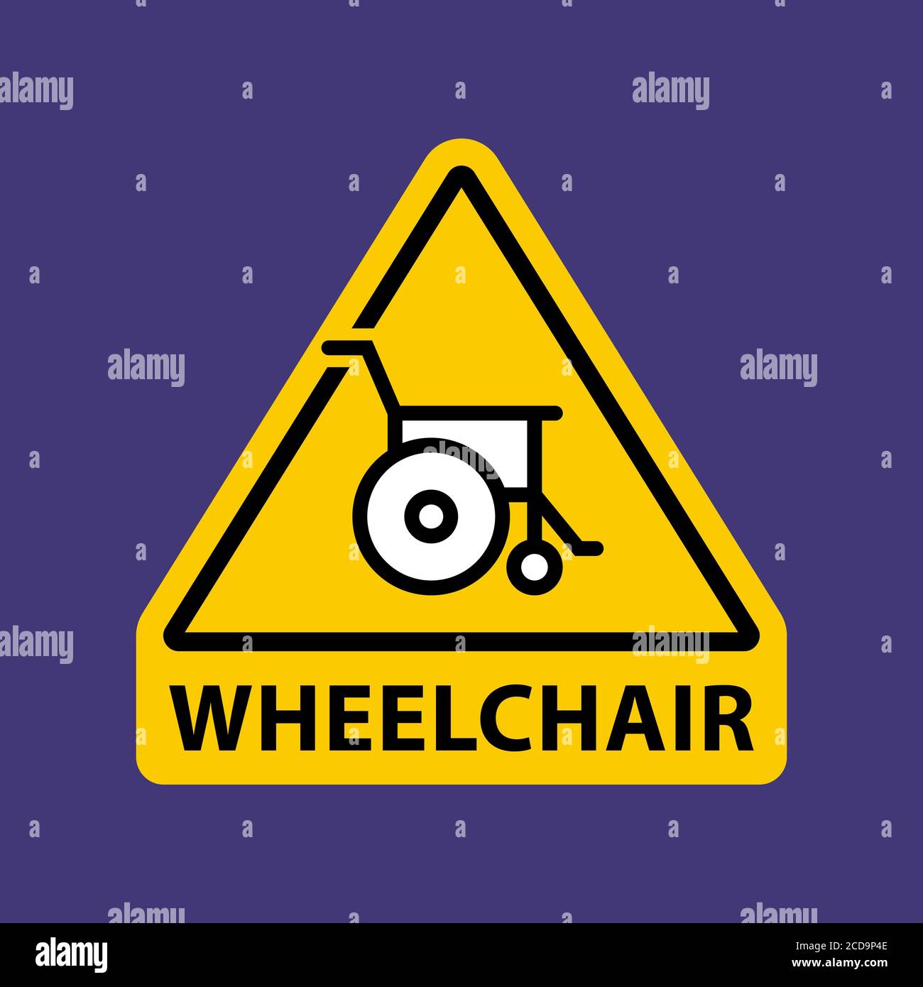triangular yellow sign wheelchair. flat vector illustration Stock ...