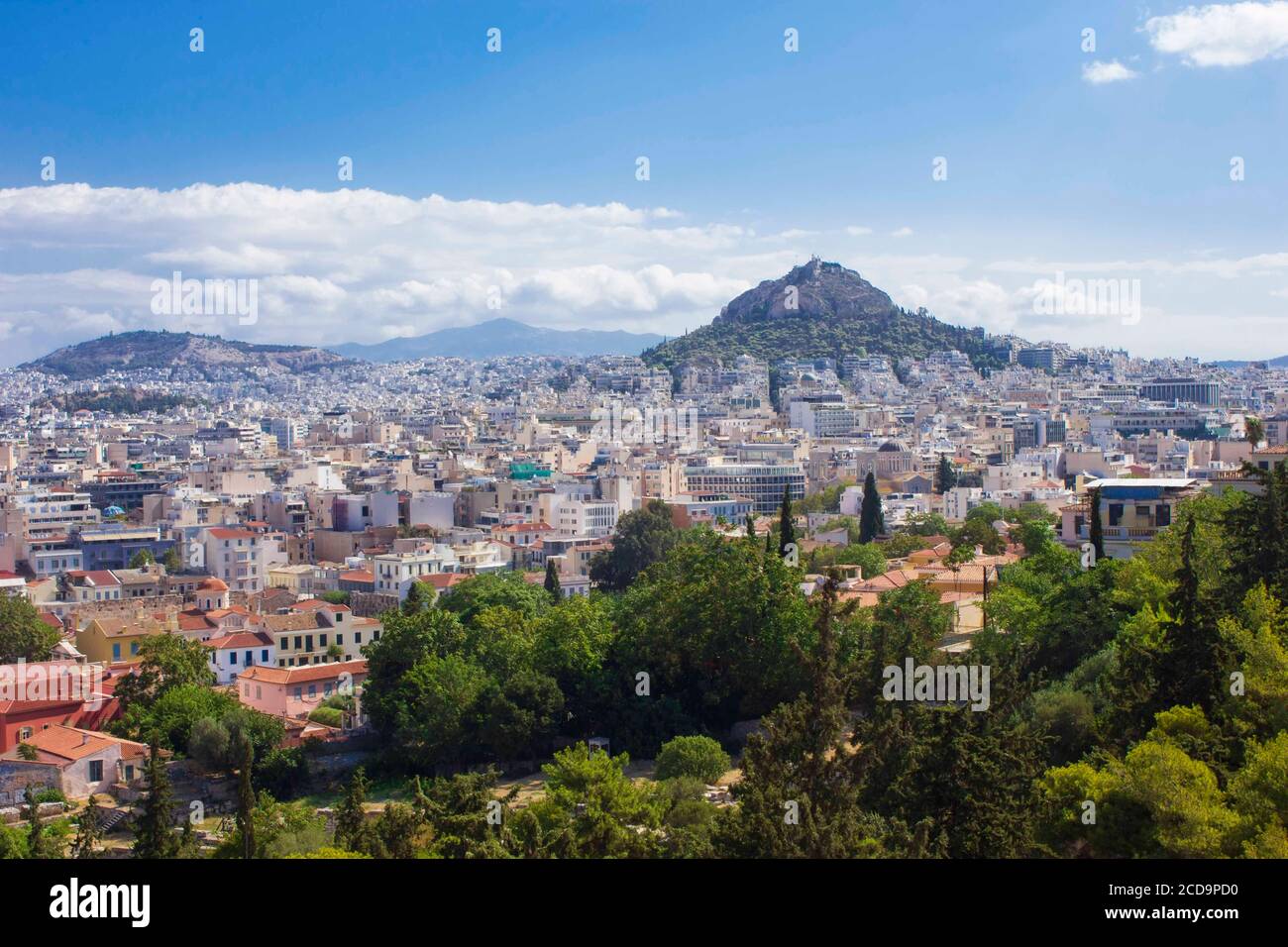 ATHENS, GREECE - AUGUST 13 2016: panoramic view of Athens city and ...