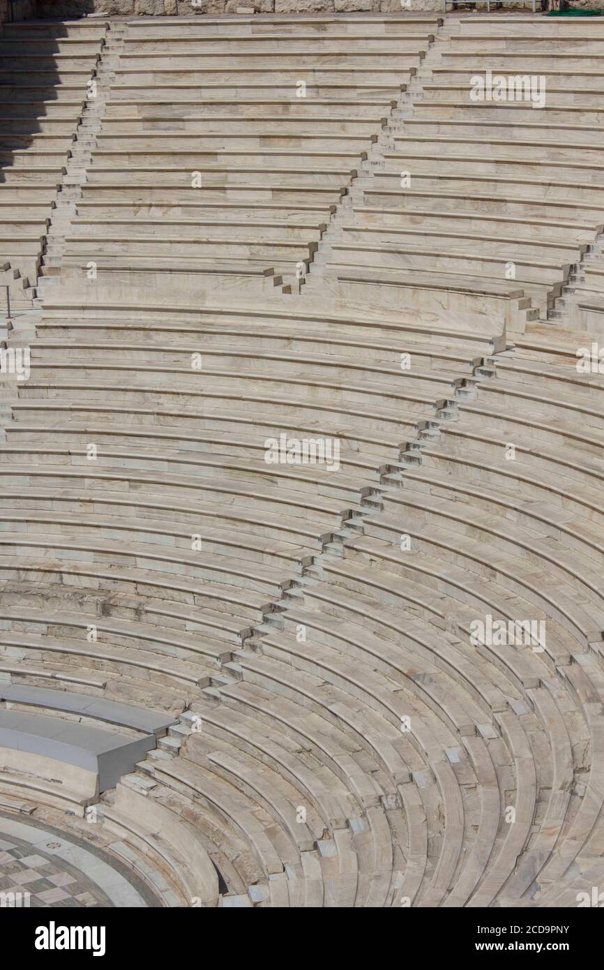 ATHENS, GREECE - AUGUST 13 2016: Architectural close up of the stone ...