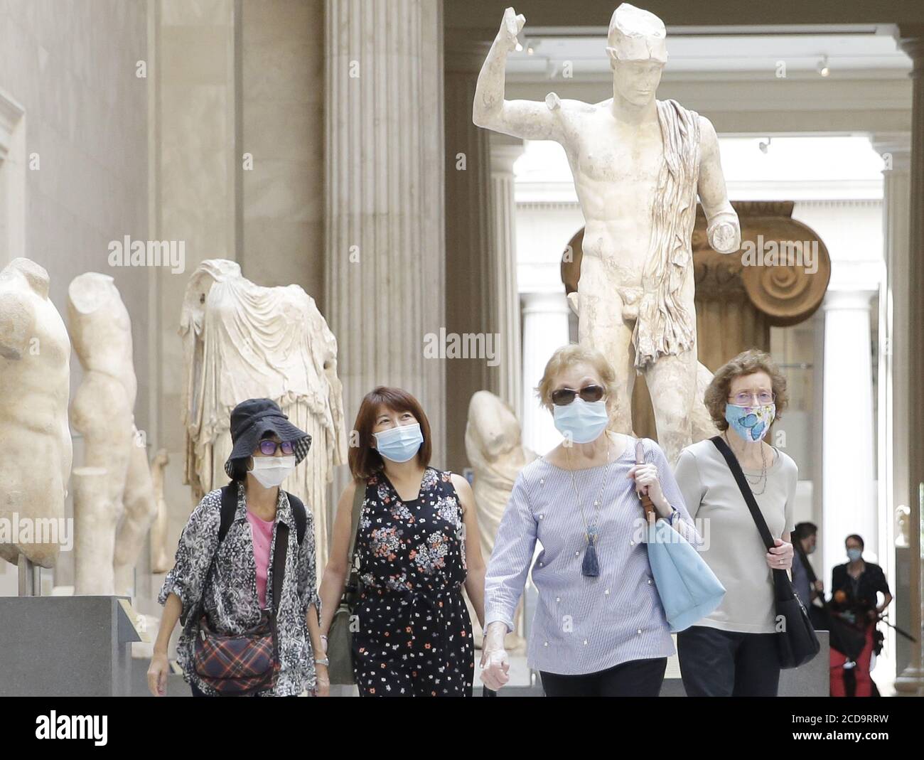 New York, United States. 27th Aug, 2020. Members wearing face masks ...