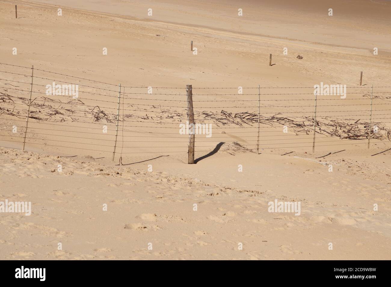 A border fence built on beach sand. Immigration control concept image ...