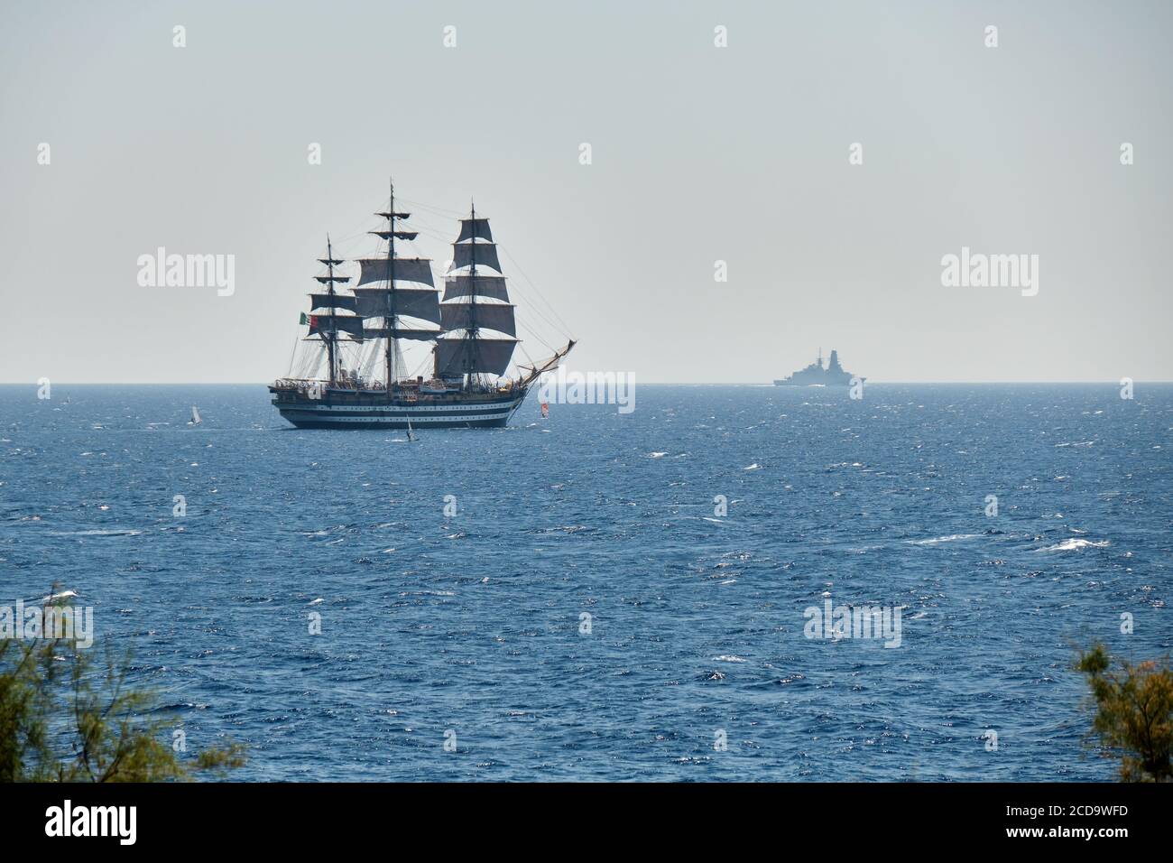 Sicily, Italy - August 12 2020: The Italian navy sail training ship ...