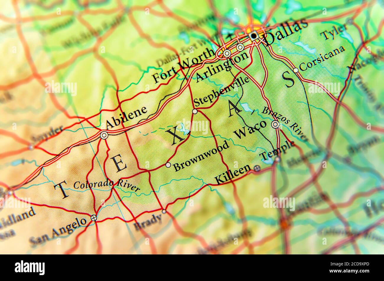 Geographic map of US state Texas Stock Photo - Alamy