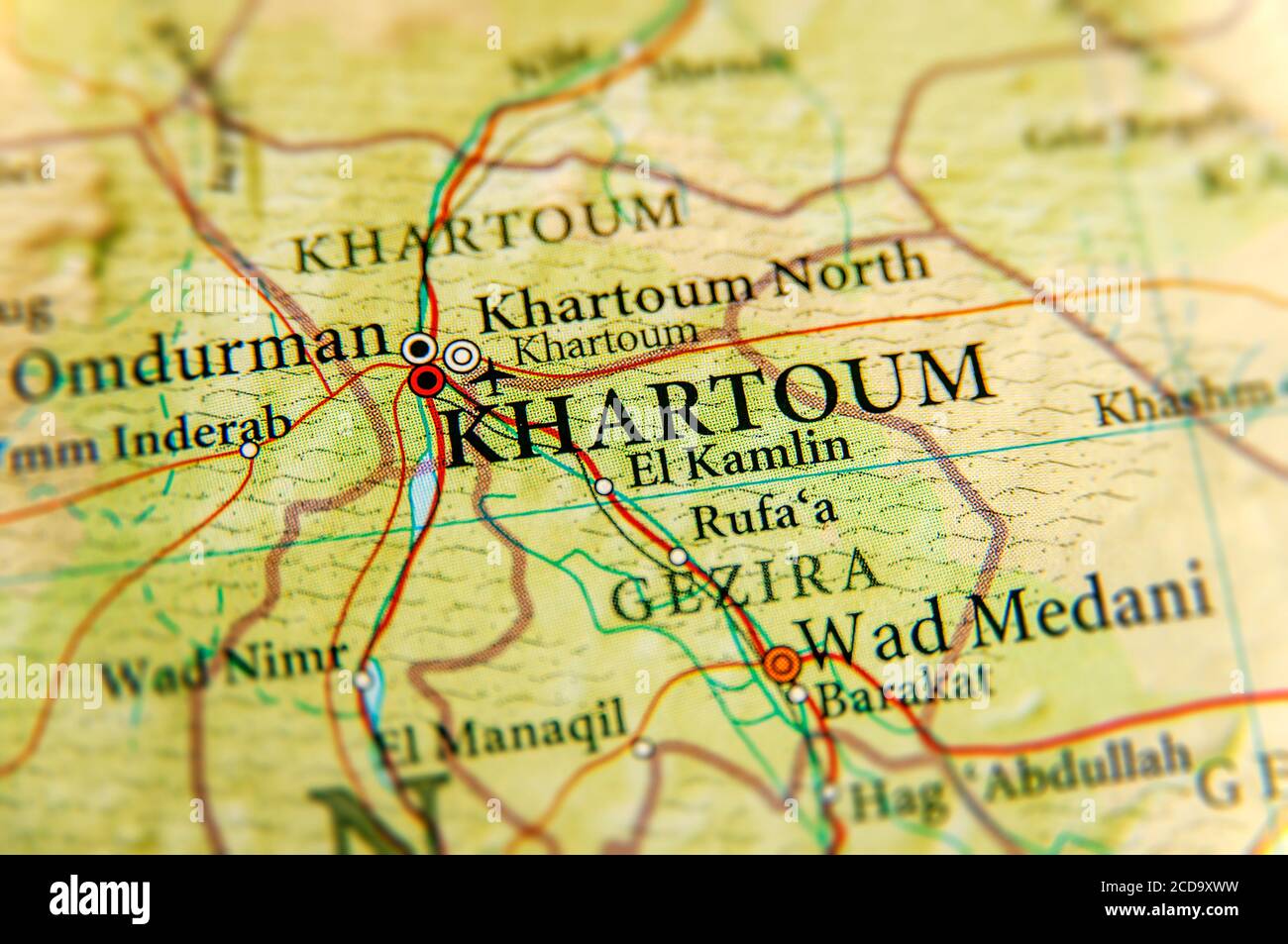 Geographic map of Sudan with capital city Khartoum Stock Photo - Alamy