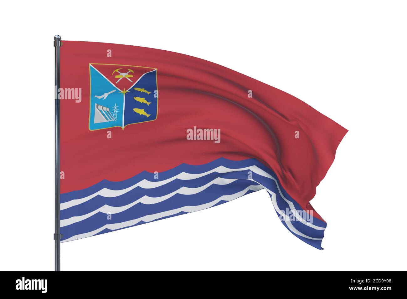Flag of Magadan Oblast. 3D illustration isolated on white background ...