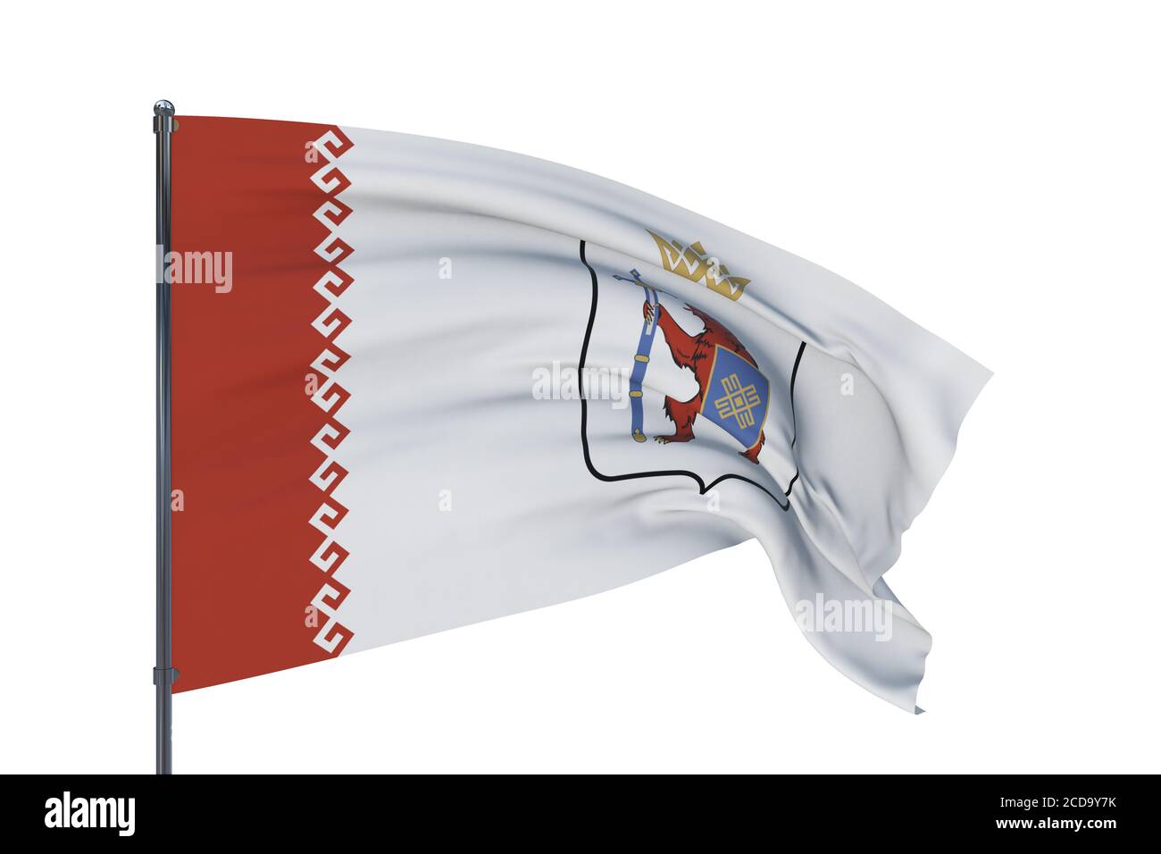 Flag of Mari El. 3D illustration isolated on white background. Flags of ...