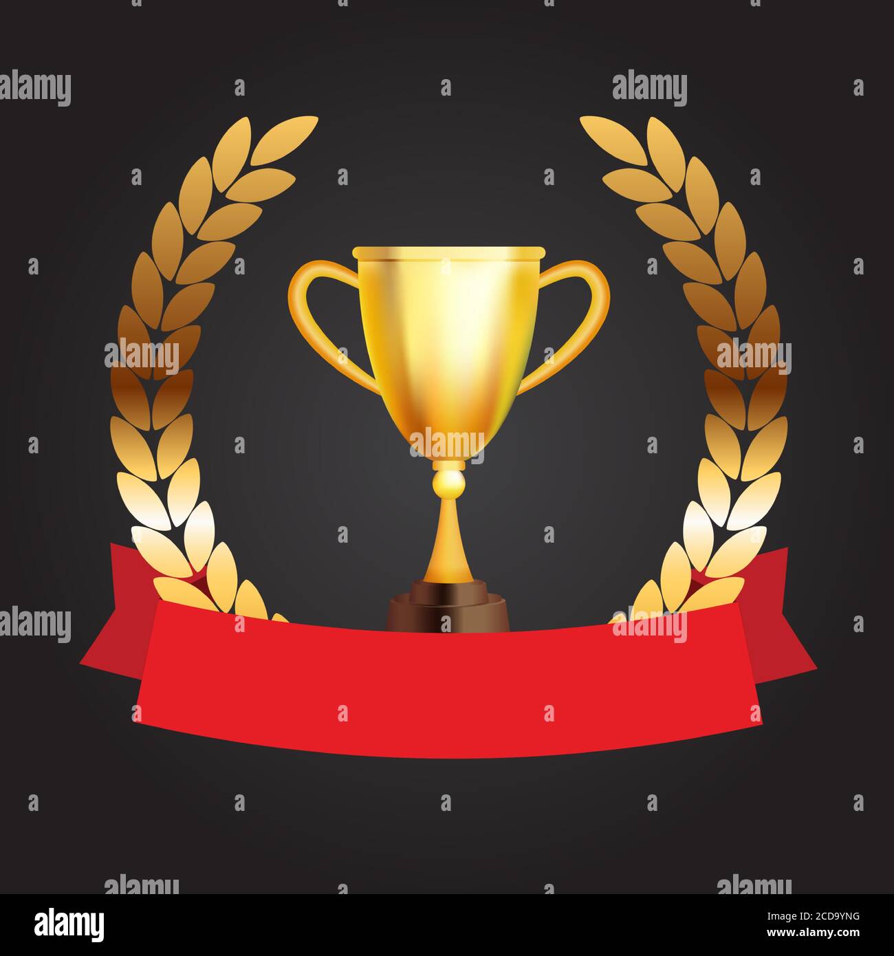 Winner trophy gold cup with Laurel wreath. Vector Illustration Stock ...