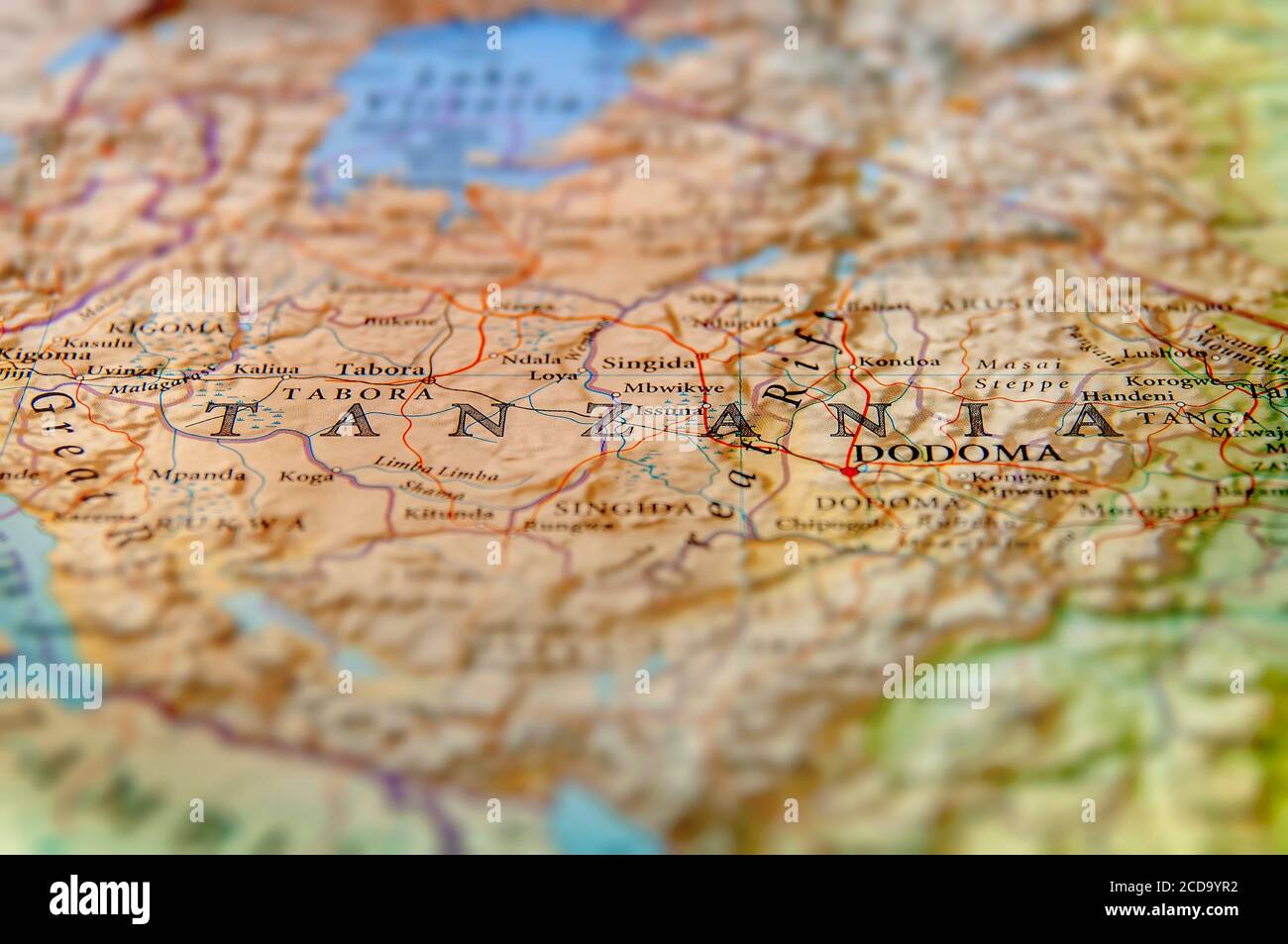 Geographic map of Tanzania with important cities Stock Photo - Alamy