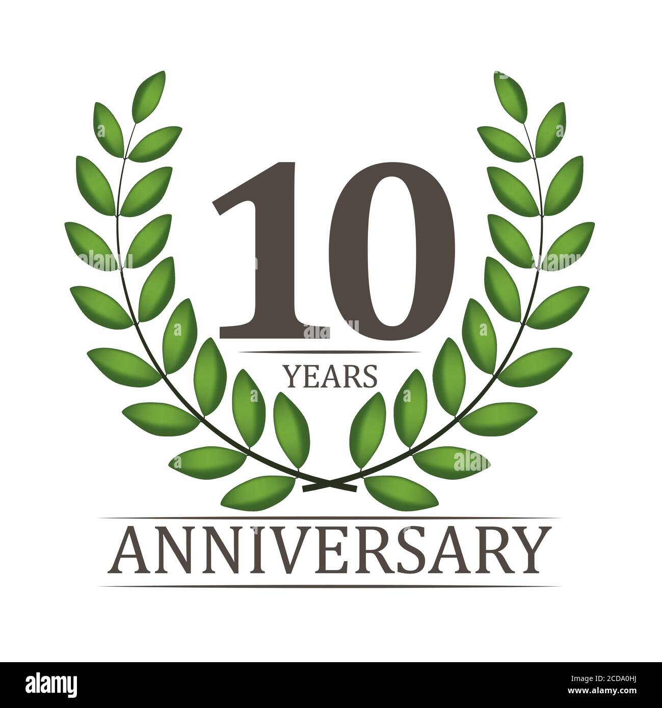10 Years Anniversary Template with Red Ribbon and Laurel wreath Vector ...