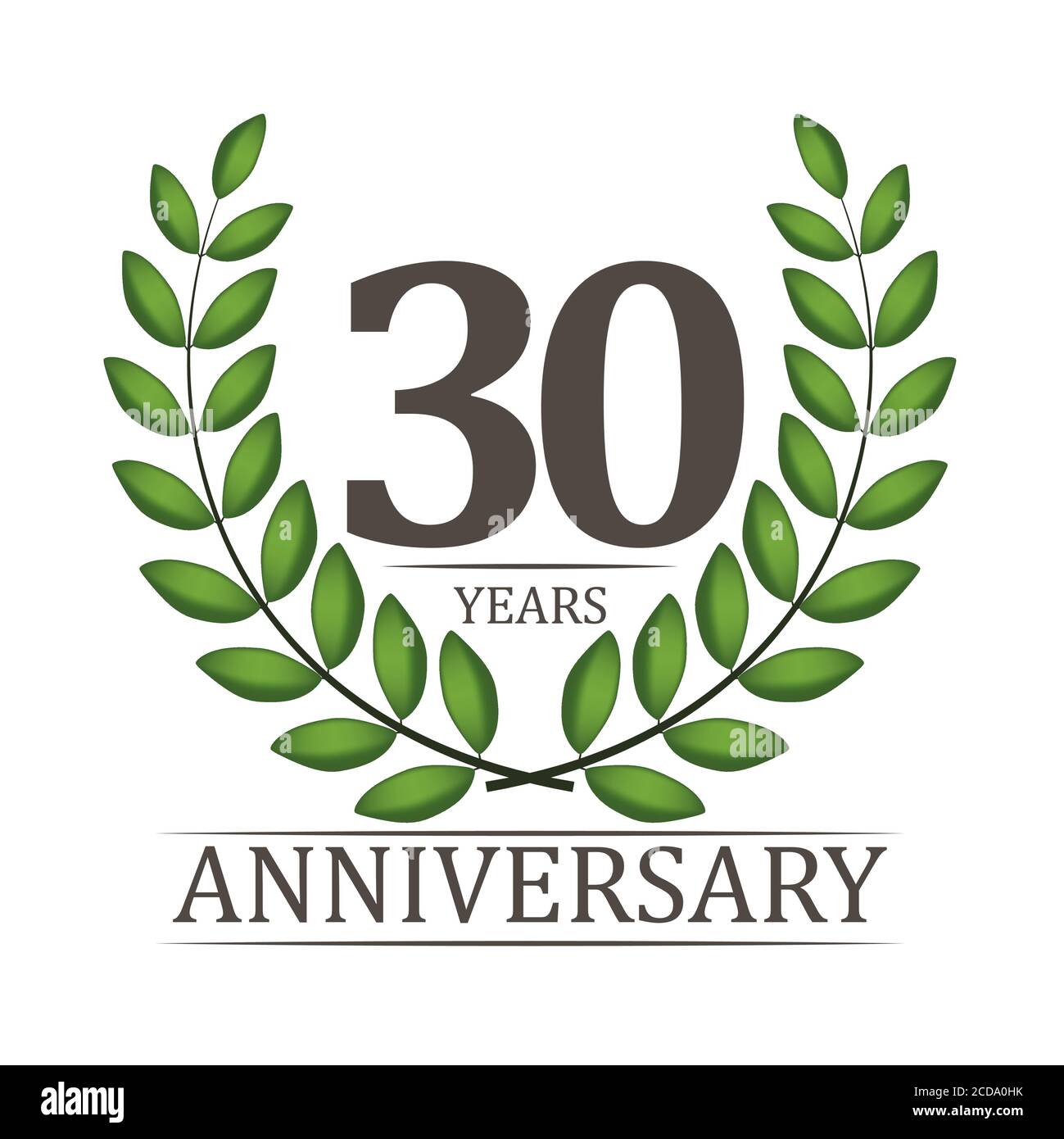 30 Years Anniversary Template with Red Ribbon and Laurel wreath Vector ...