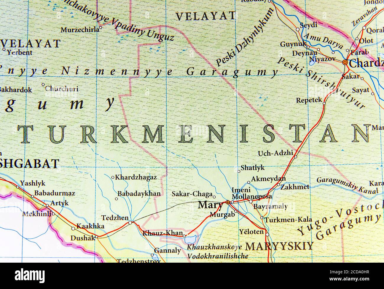 Geographic map of Turkmenistan with important cities Stock Photo - Alamy