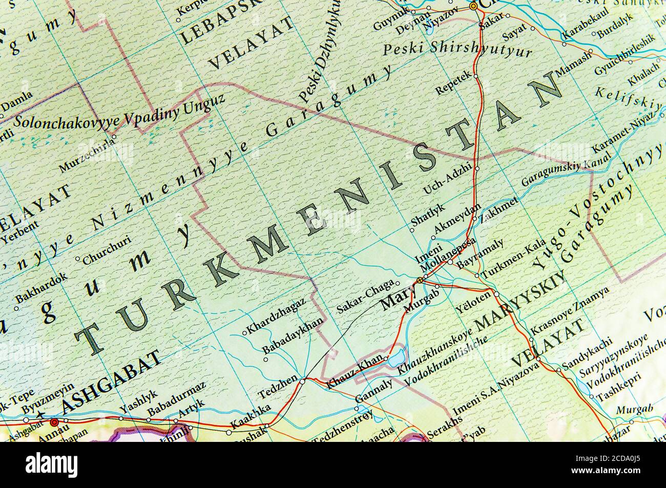Geographic map of Turkmenistan with important cities Stock Photo - Alamy