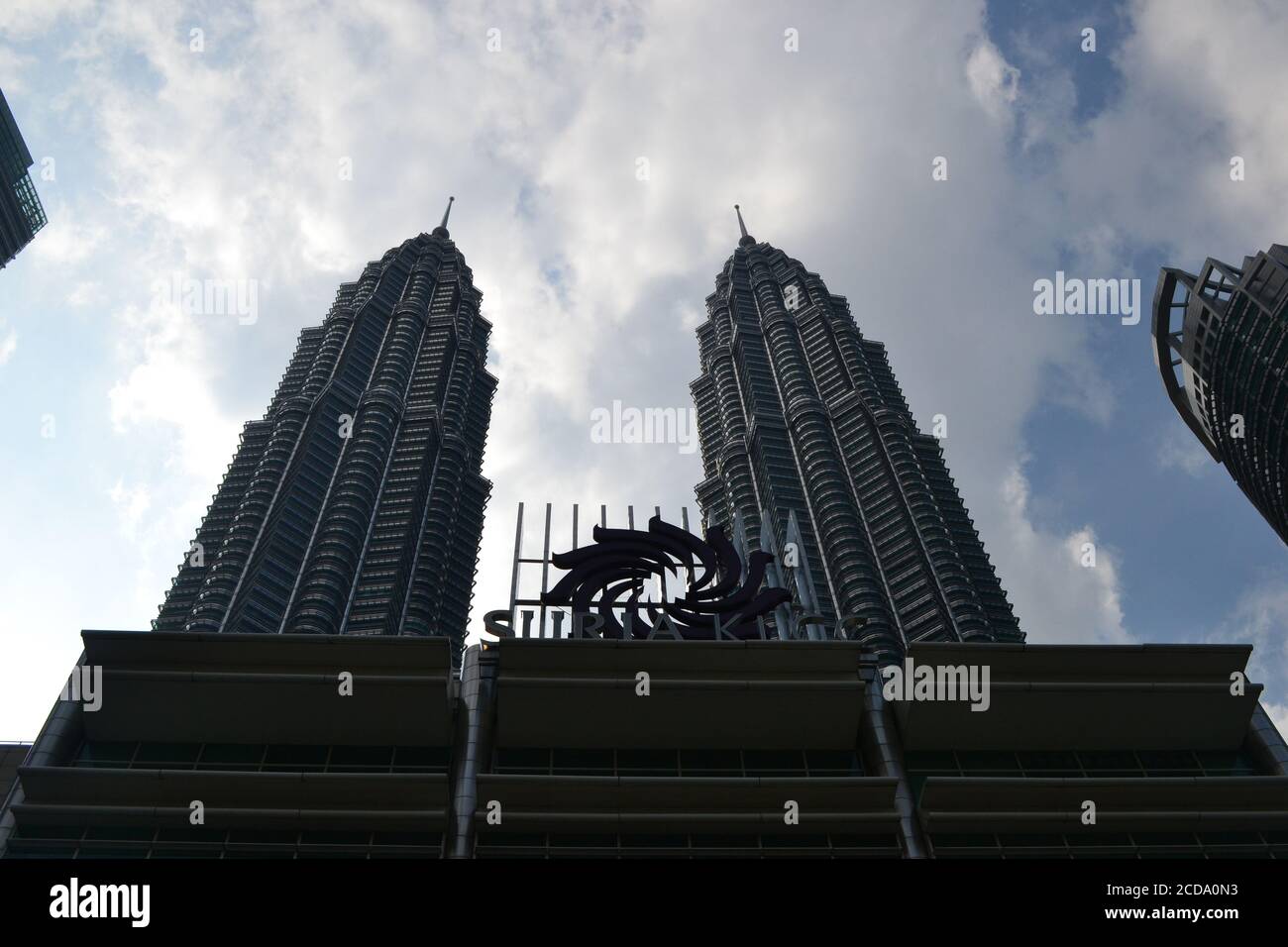cloudscape view of the petronas twin towers at KLCC City centre Stock ...