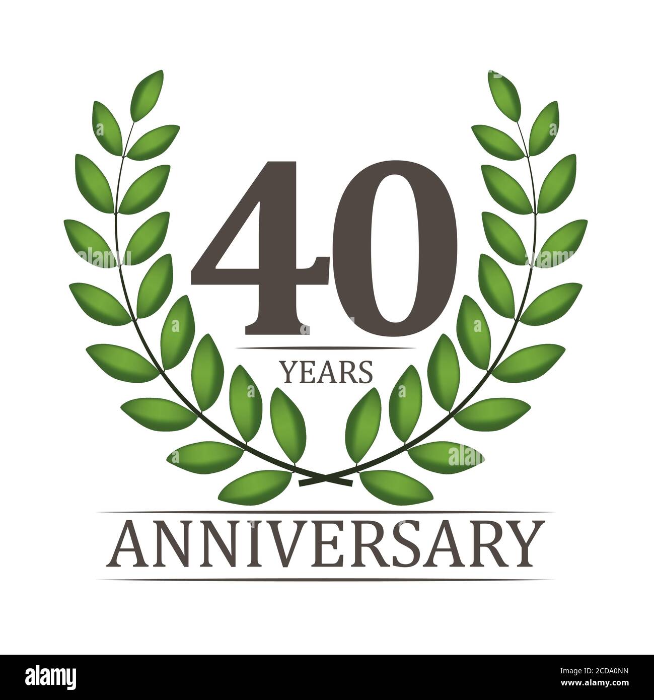 40 Years Anniversary Template with Red Ribbon and Laurel wreath Vector ...