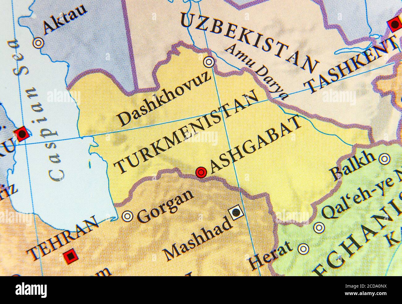 Geographic map of Turkmenistan with important cities Stock Photo - Alamy