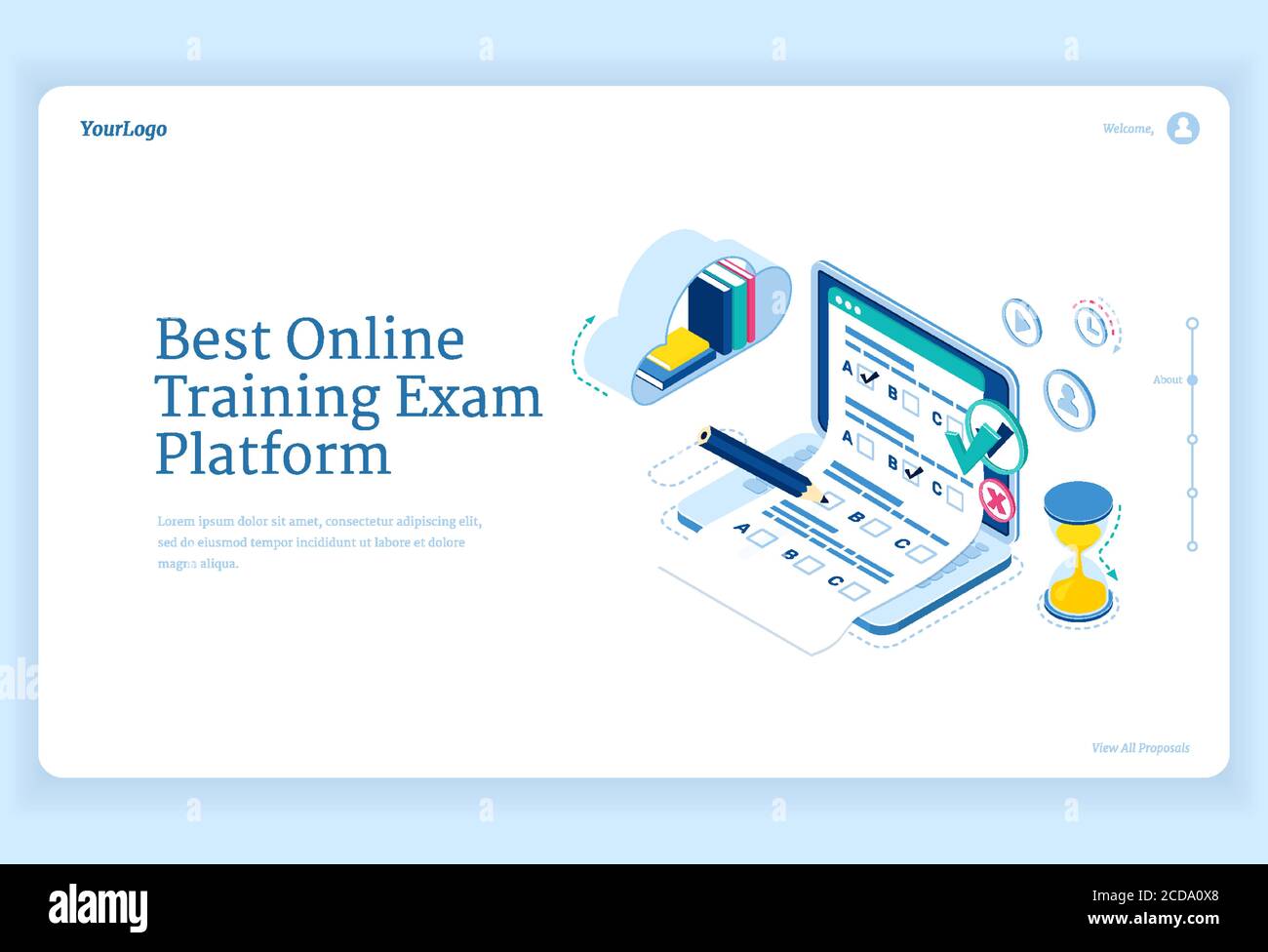 Best online training exam platform banner. Concept of internet learning ...