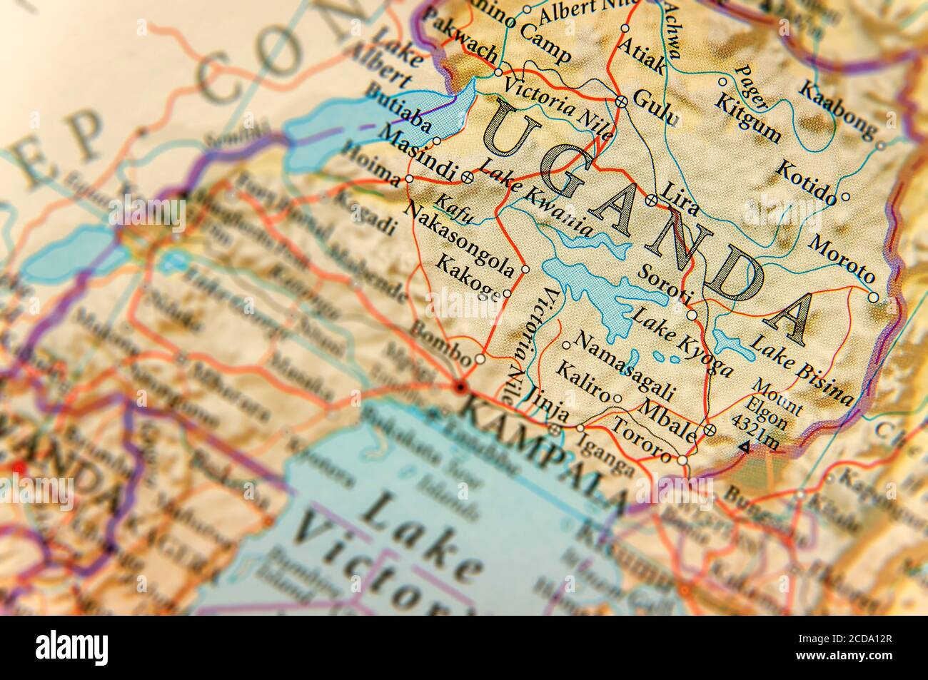 Geographic map of Uganda with important cities Stock Photo - Alamy