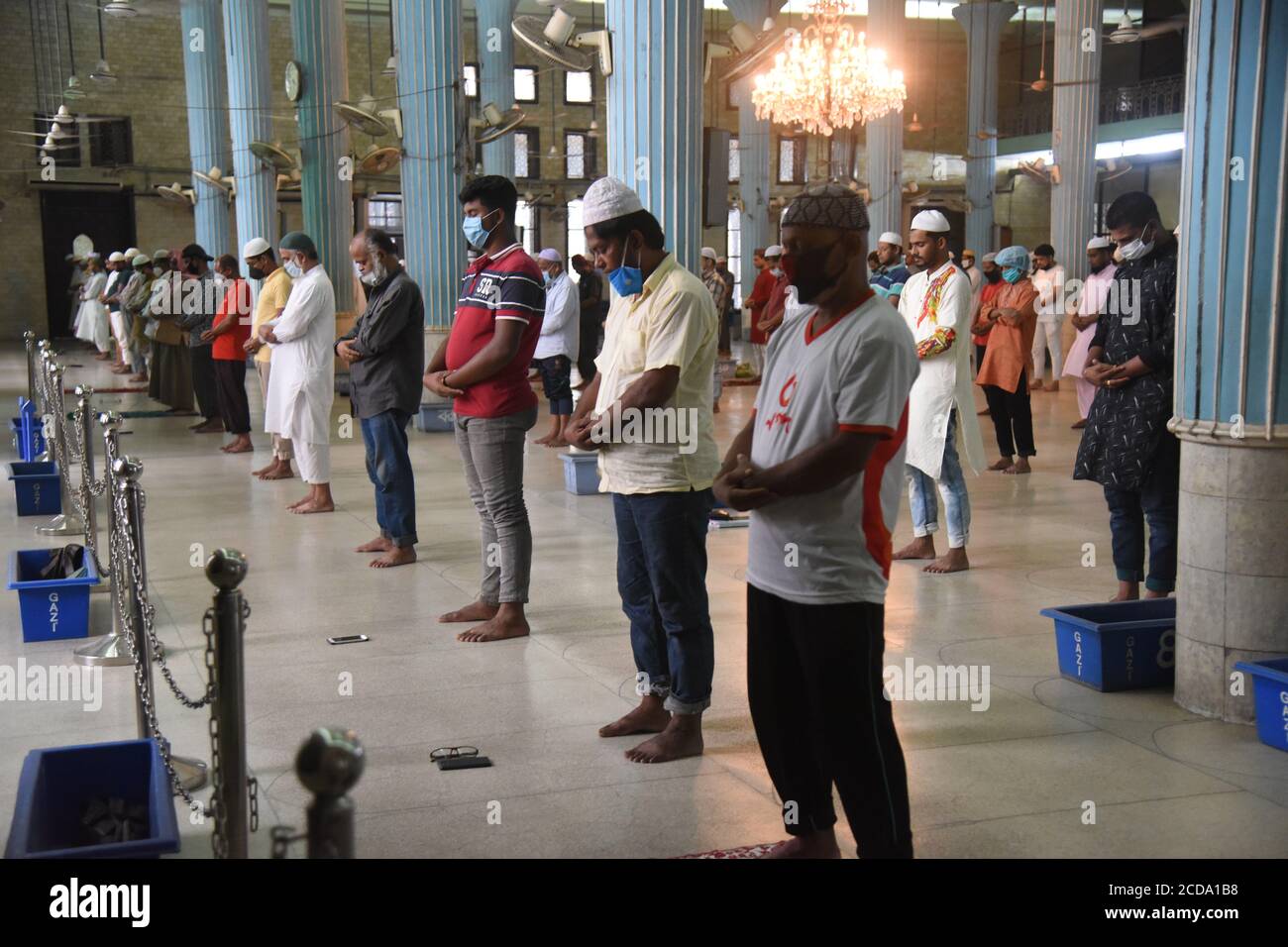 Muslims take prayer as they maintain social distancing at Baitul ...