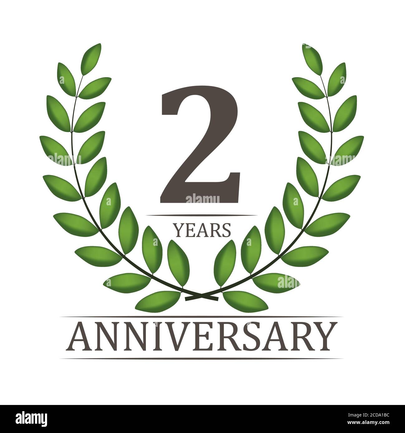 2 Years Anniversary Template with Red Ribbon and Laurel wreath Vector ...